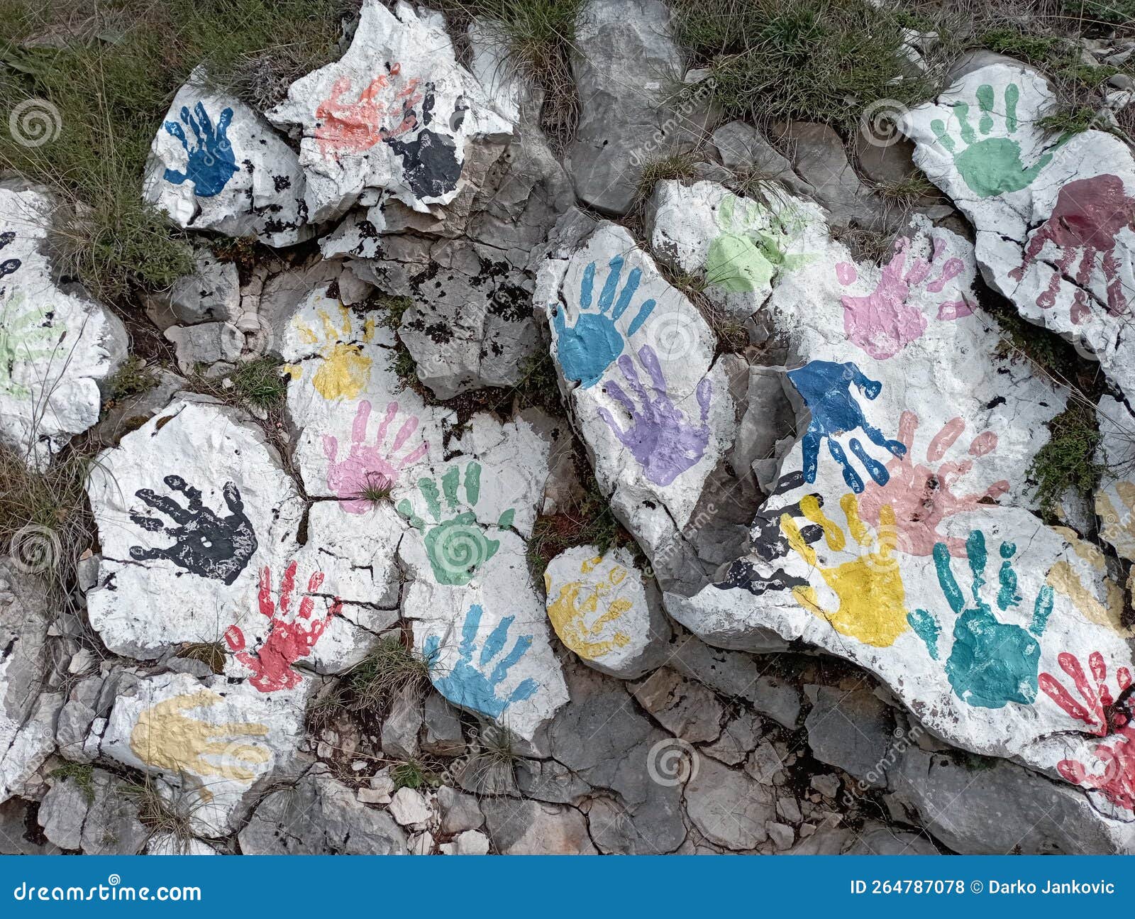 Colorfull Hand Prints on the Stones Stock Photo - Image of passion ...