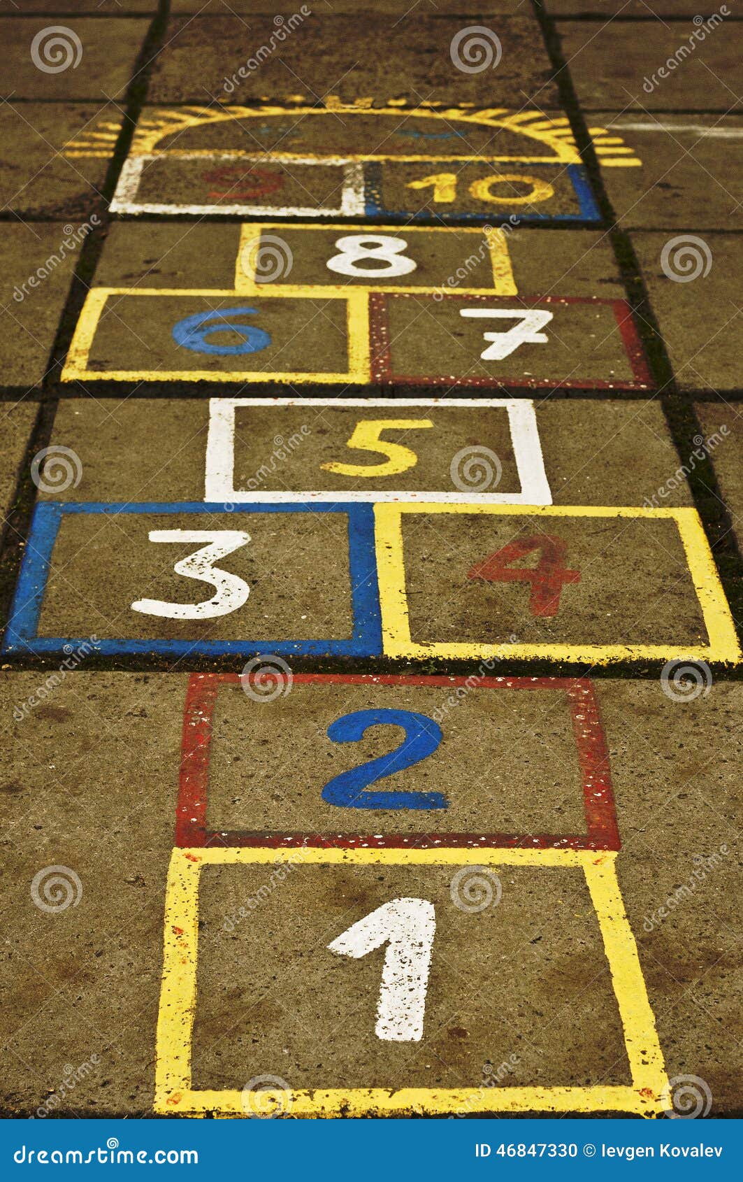 Colorfull hopscotch stock photo. Image of pastime, childhood - 46847330
