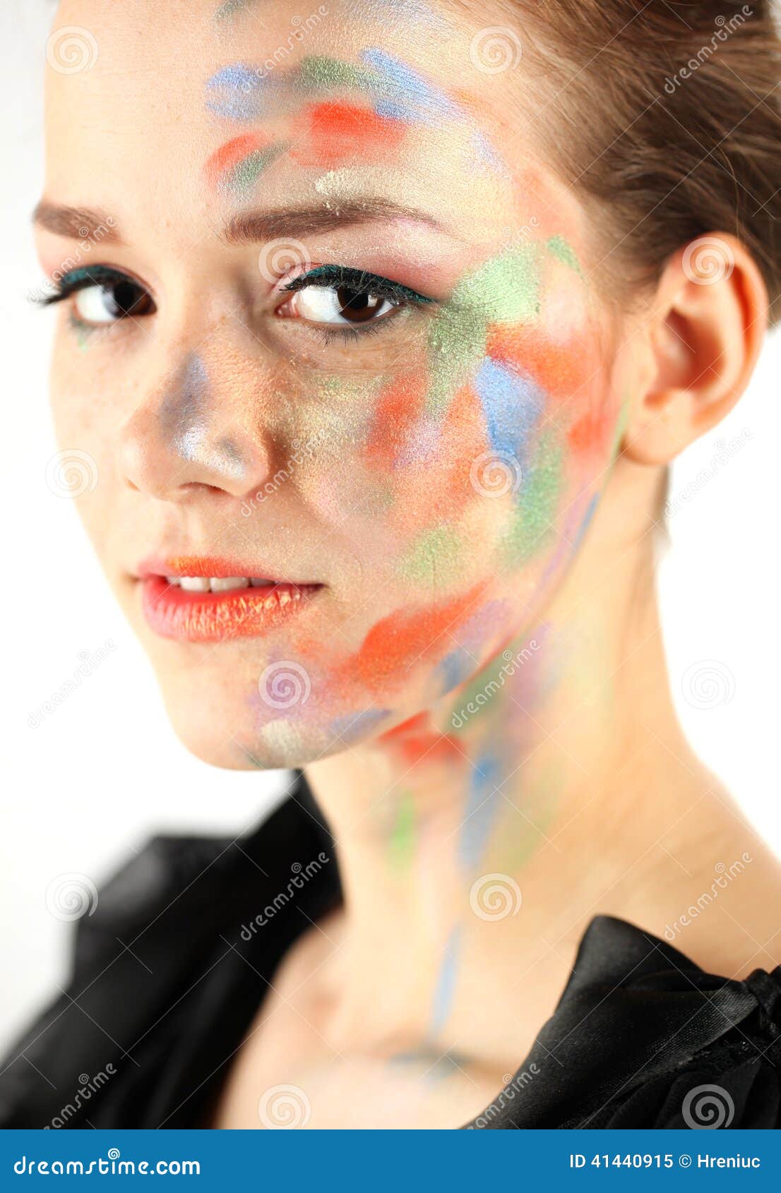 Colorfull Makeup and a Young Lady Stock Image - Image of care, haircare ...