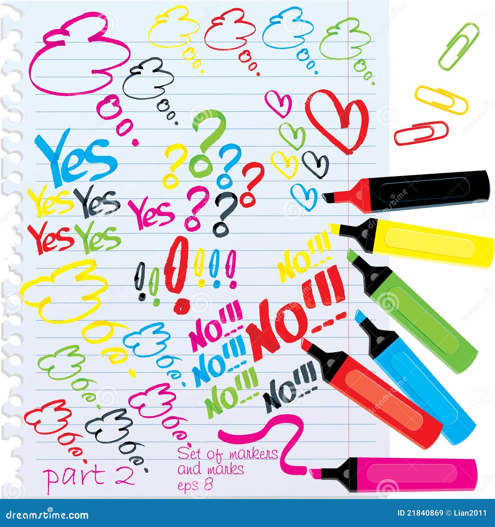 Colorfull Markers and Marks Stock Vector - Illustration of page, design ...