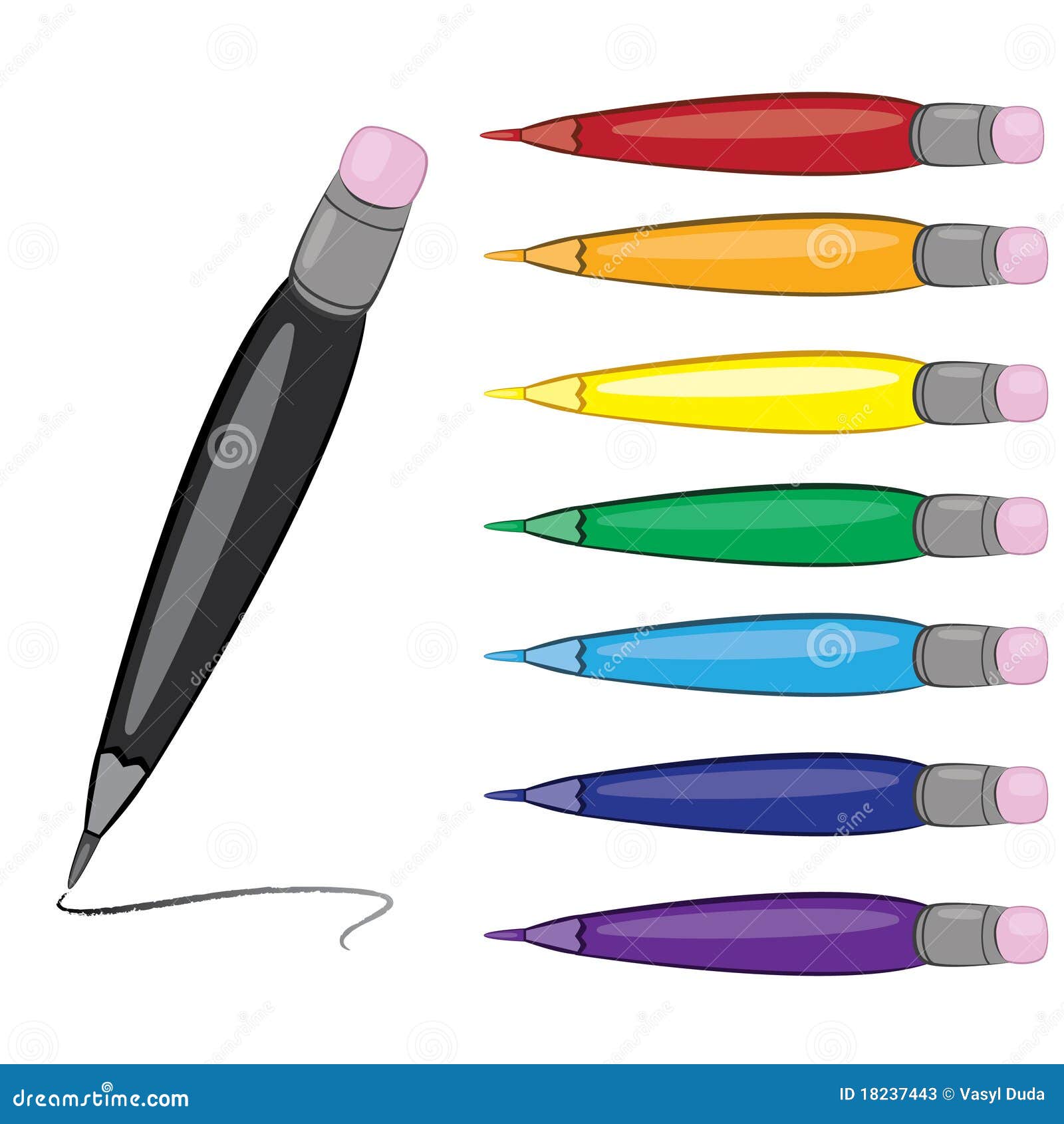 Colorfull pens stock vector. Illustration of printing - 18237443