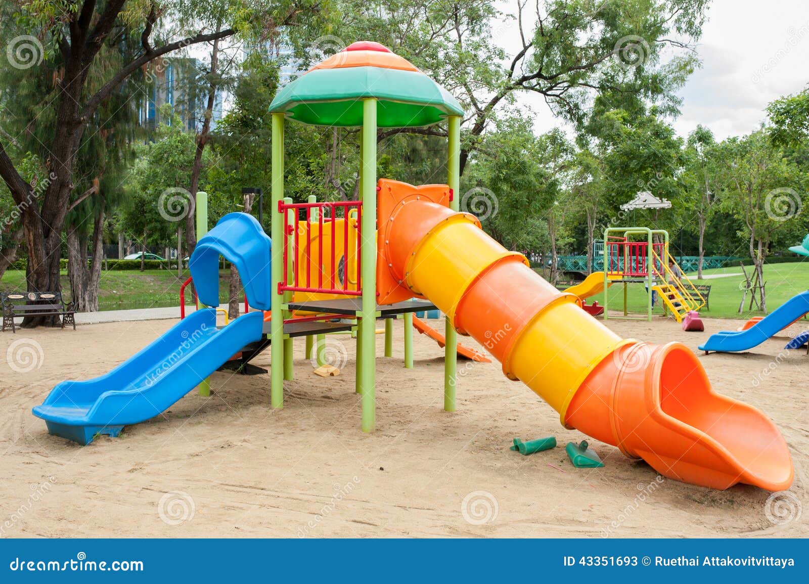 Colorfull Playground in Park Stock Image - Image of play, colorfull ...
