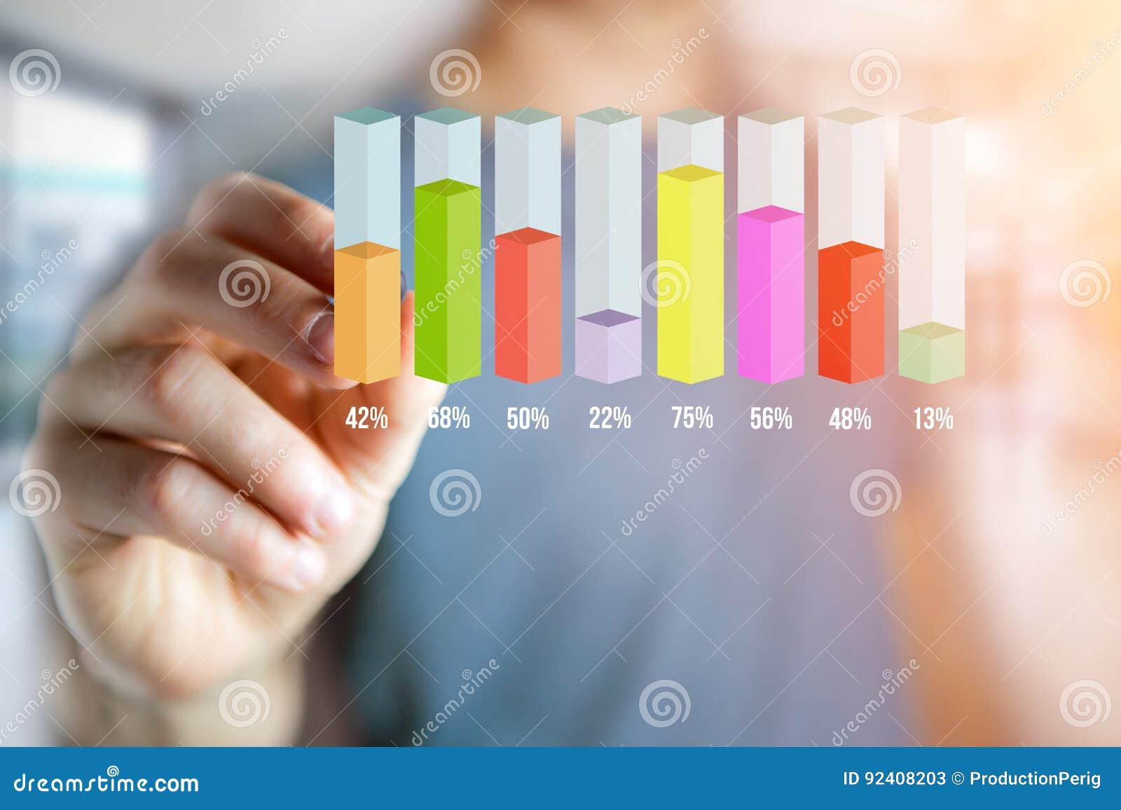 Colorfull Survey Stick Graph Interface with Percentage Over a De Stock ...