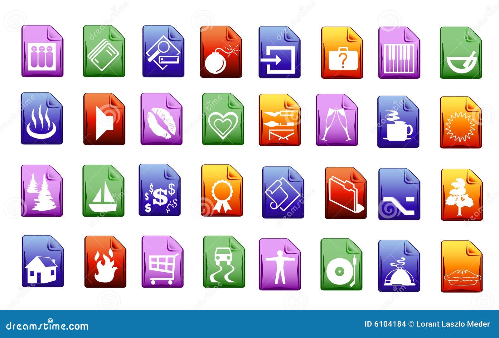Colorfull vector icons stock vector. Illustration of download - 6104184