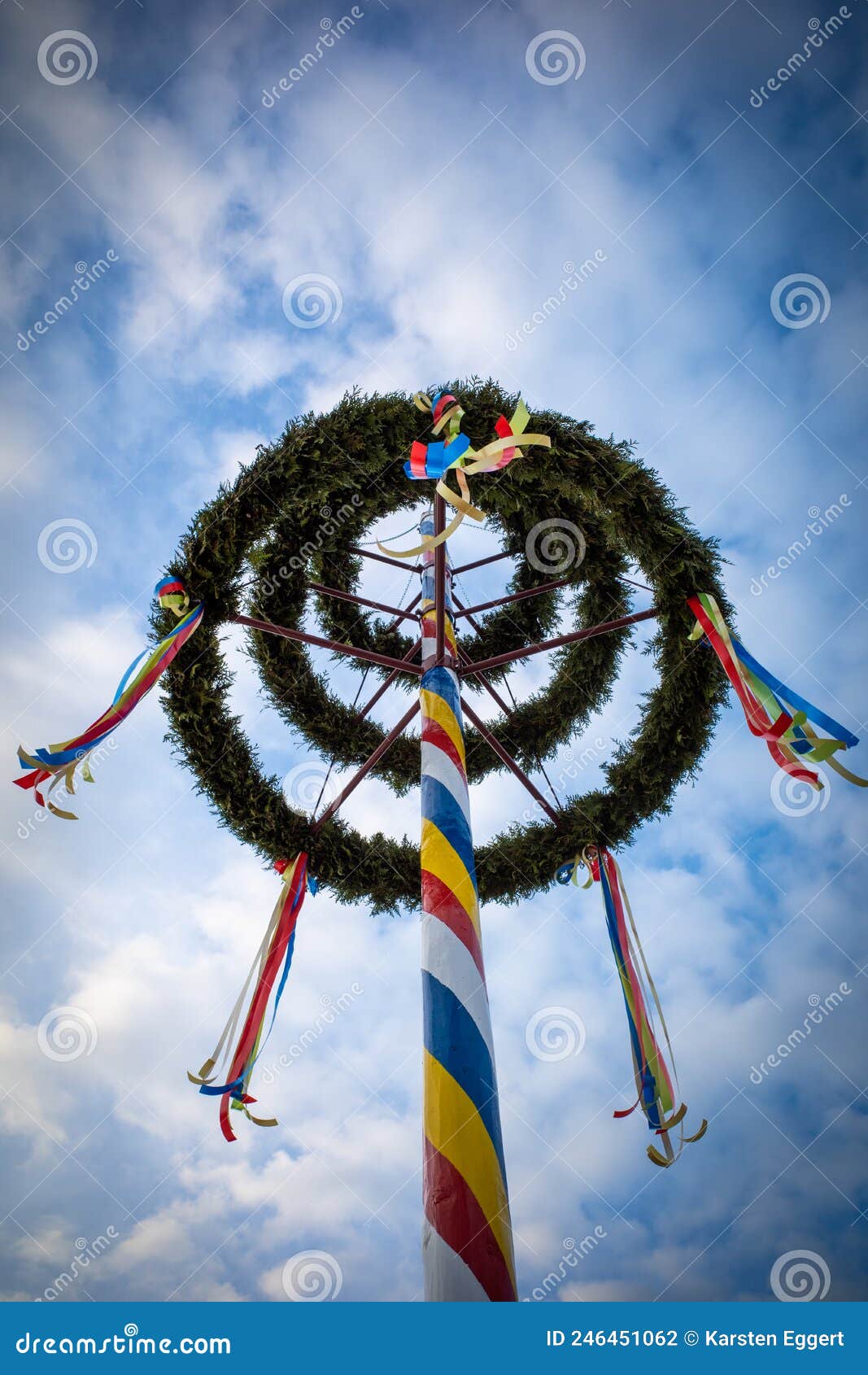 Colorfully Decorated Maypole in Nice Weather and the Sky is Blue Stock ...