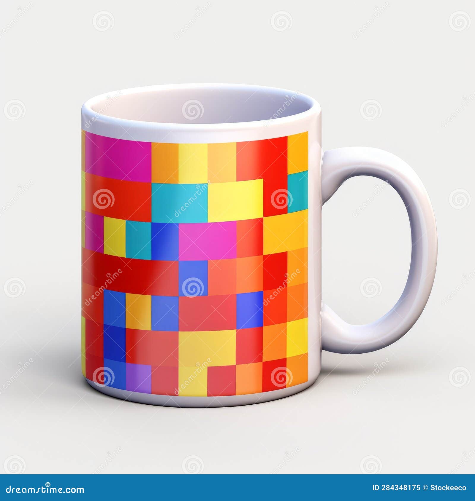 Colorfully Designed Pixel Art Mug With Canvas Texture Emphasis Royalty ...