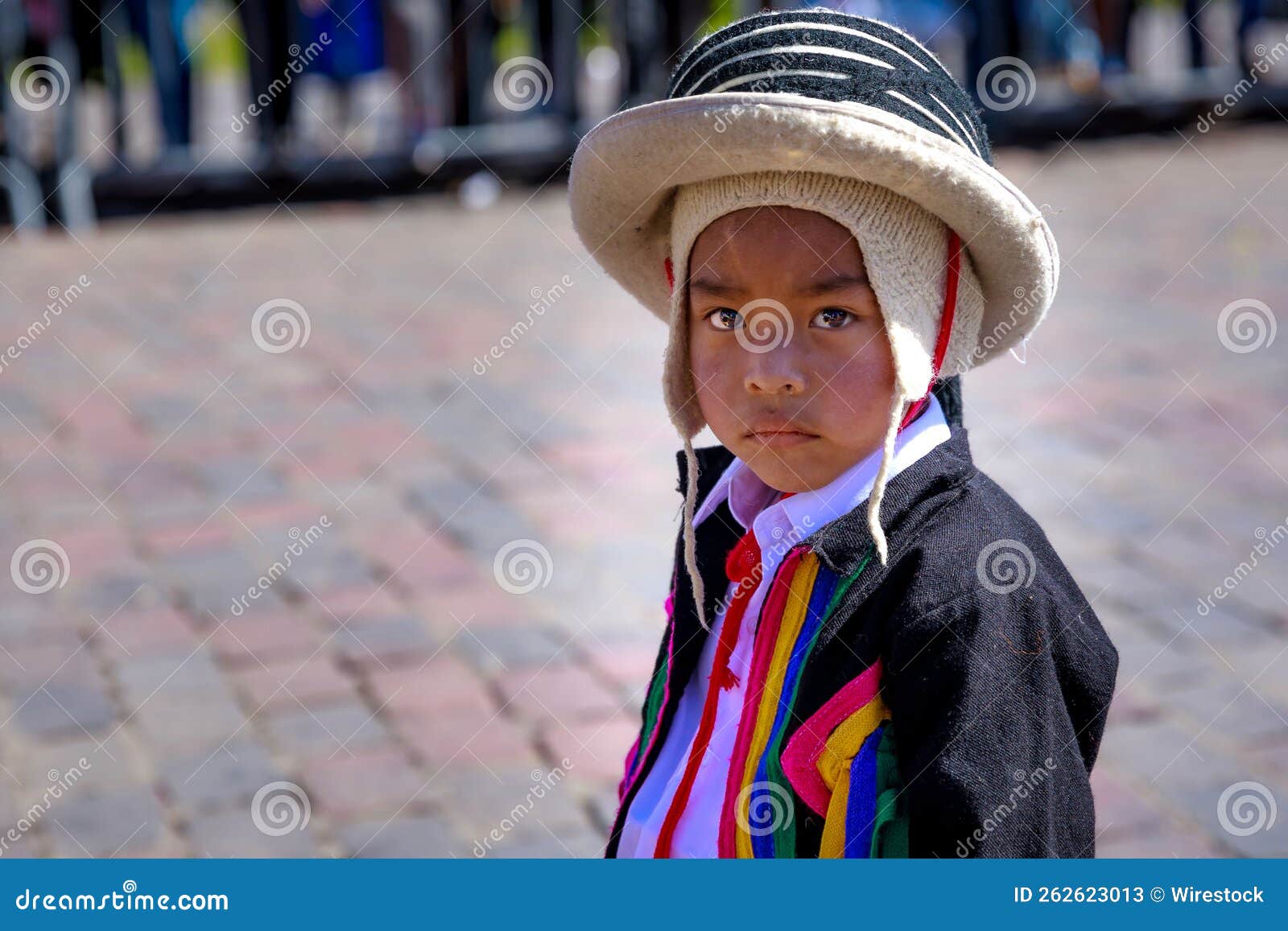 Colorfully Dressed Peruvian Child during a Religious Ceremony of Inti ...