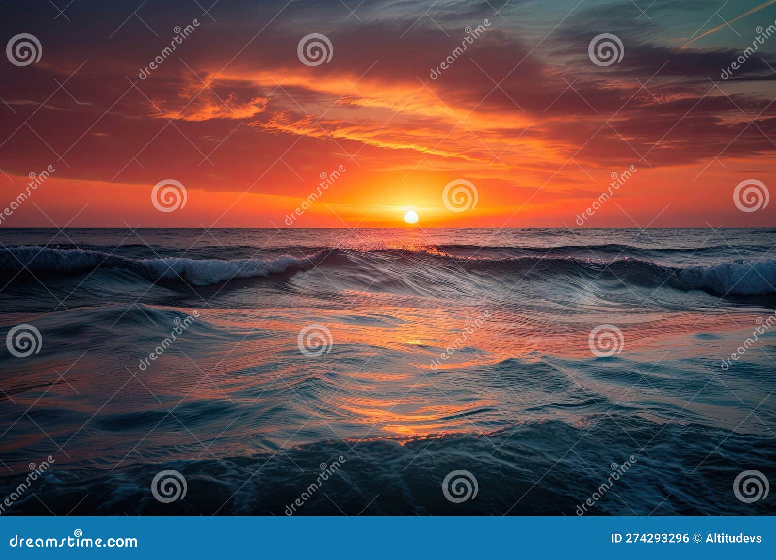 Colorfully Gradient Sunset Over the Ocean Stock Photo - Image of ...