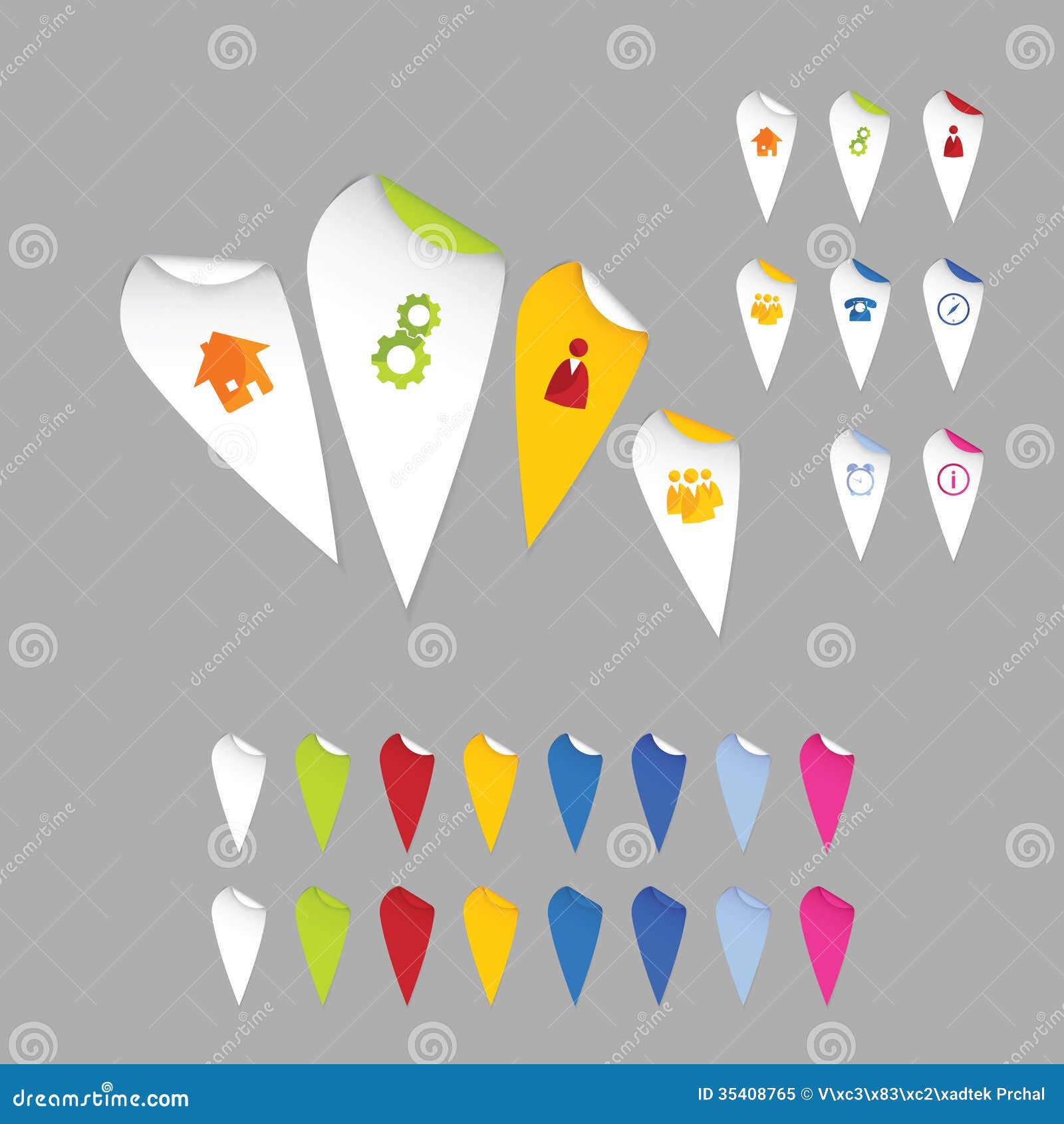 Colorfully Map Pointers. Modern Design Stickers - Marks for Webs Stock ...