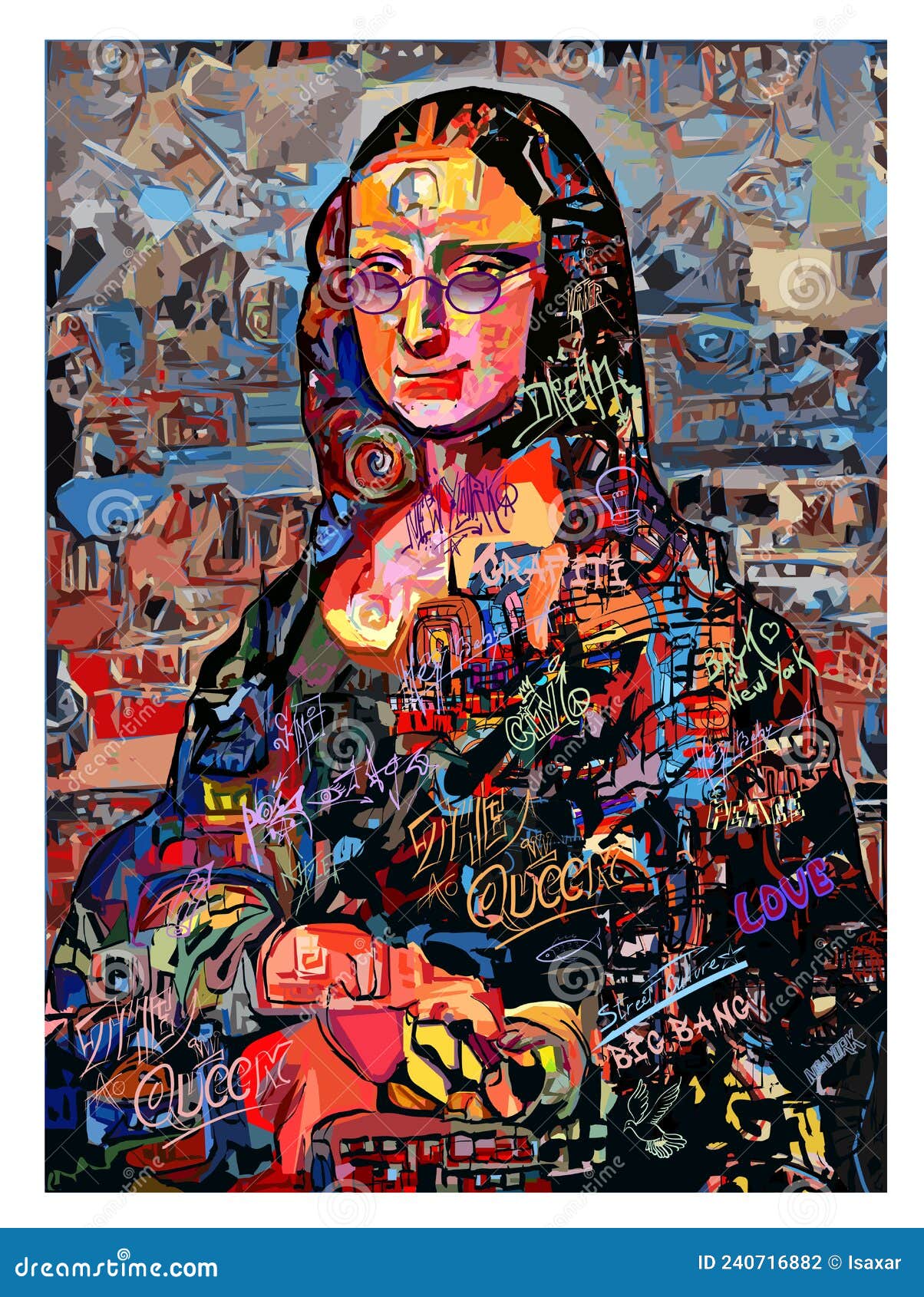 Colorida Interpretación De Mona Lisa De Leonardo Da Vinci Ilustración