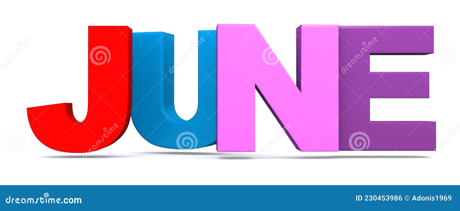 Colorida Palabra De Junio Sobre Blanco Stock de ilustración ...