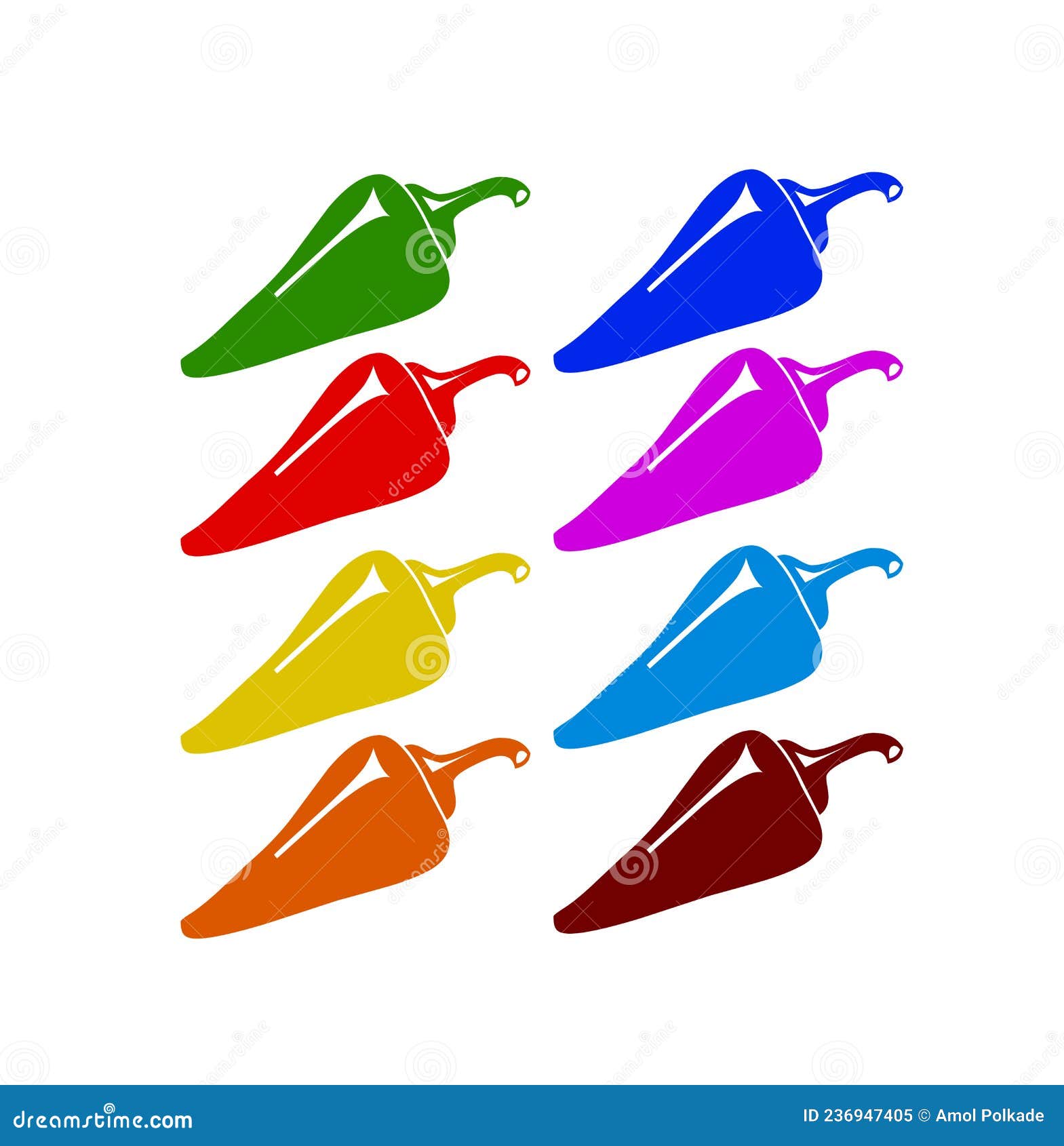 Coloridos Vectores De Chile 8 Colores Vector De Chile Ilustración del ...