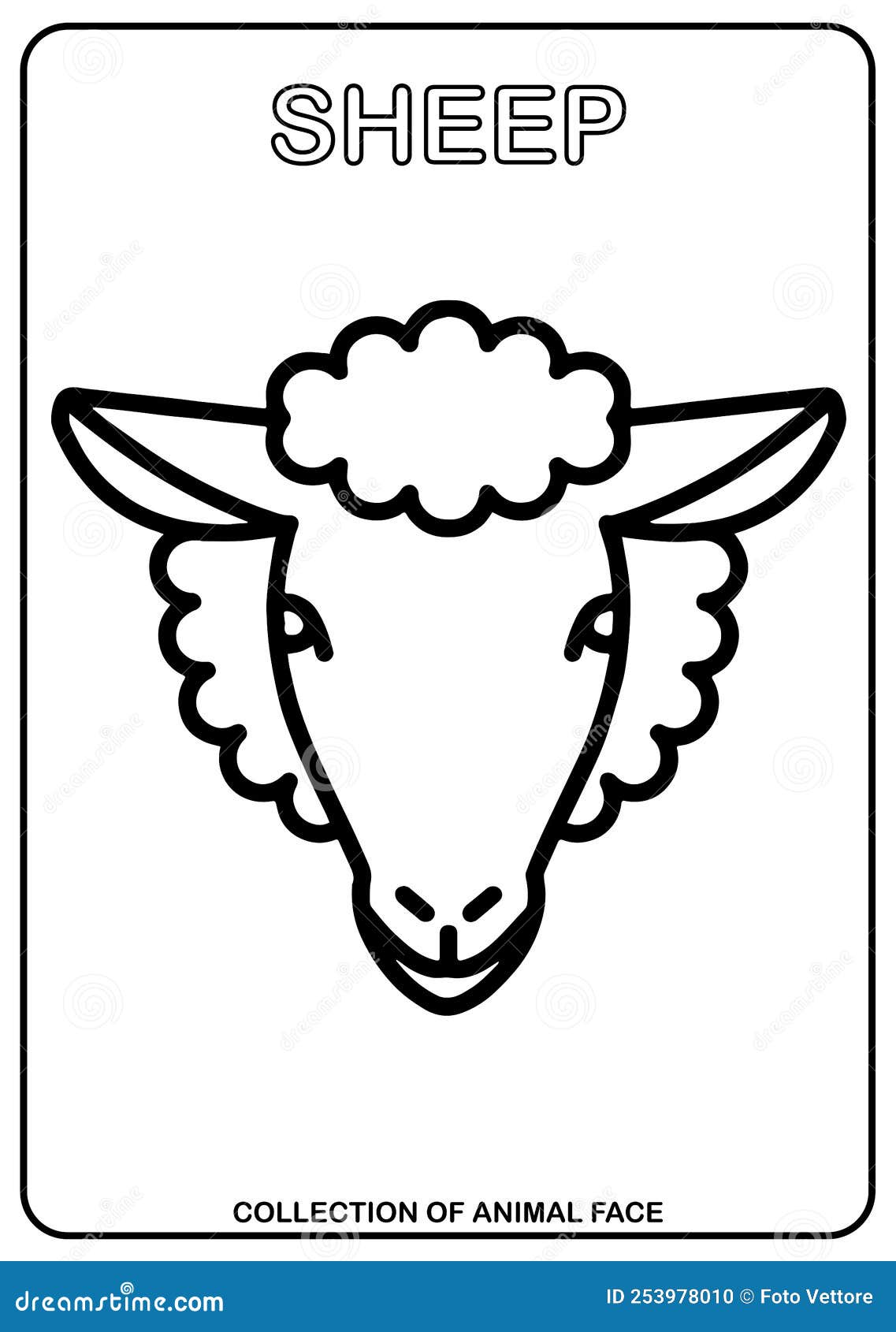 Sheep Coloring Book Animal Icon Faces Isolated Vector Illustration ...