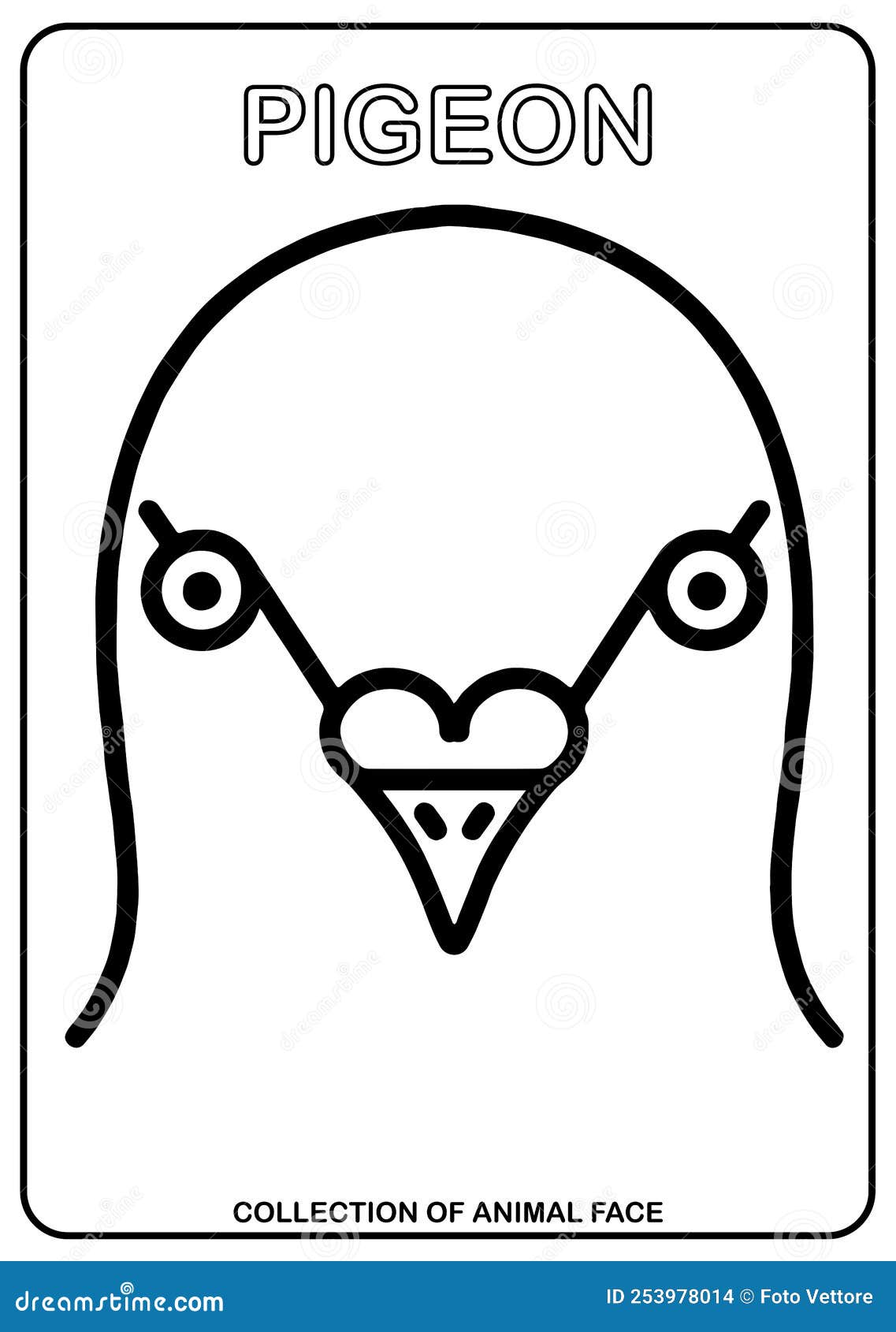 Pigeon Coloring Book Animal Icon Faces Isolated Vector Illustration ...