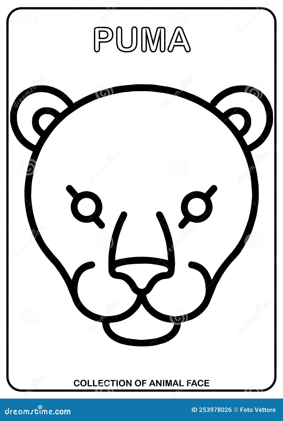 Puma Coloring Book Animal Icon Faces Isolated Vector Illustration Stock ...