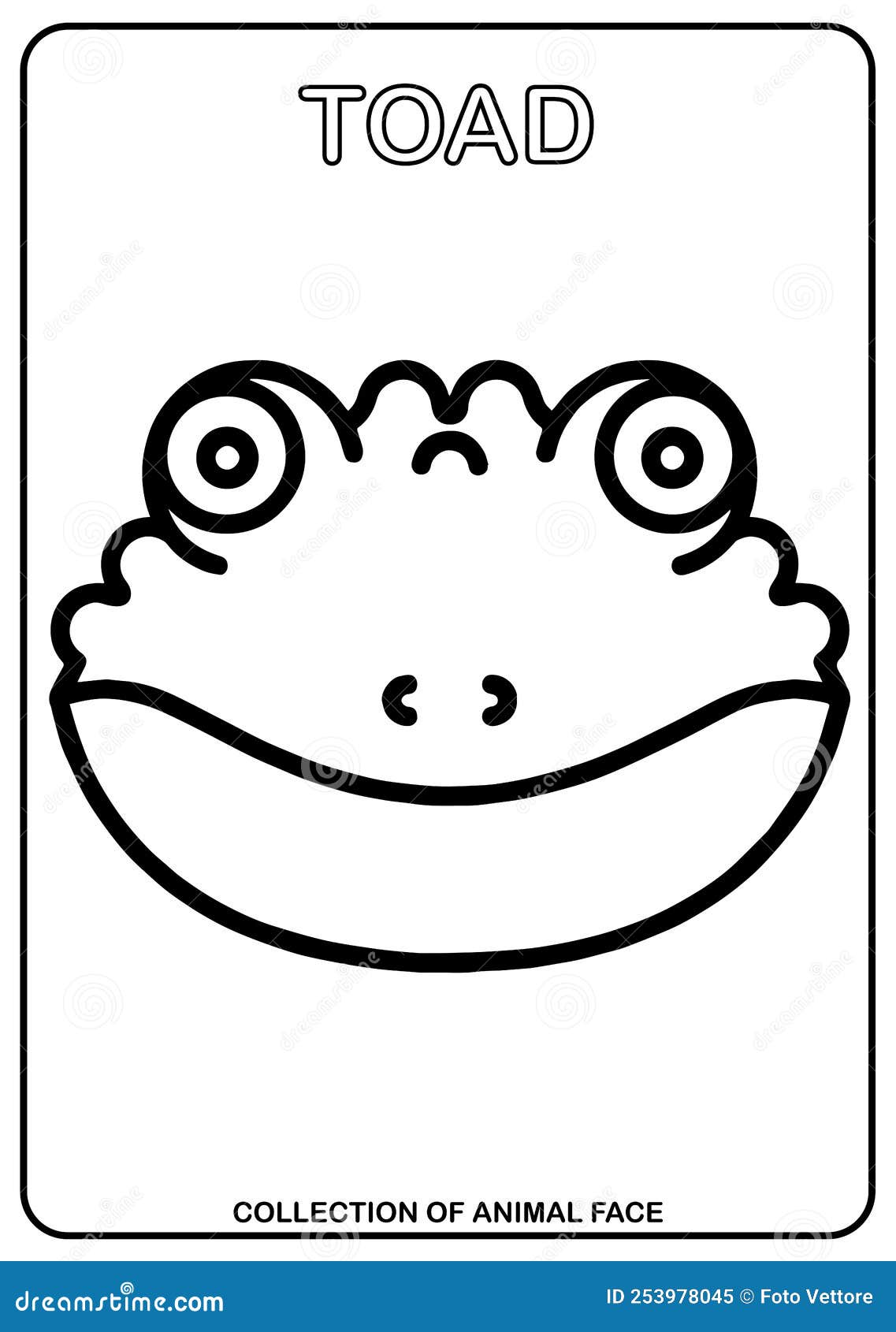 Toad Frog Coloring Book Animal Icon Faces Isolated Vector Illustration ...