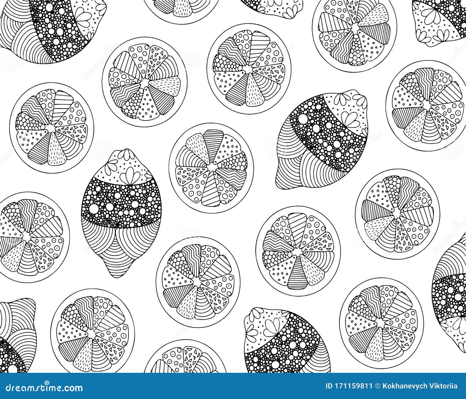 Coloring As Seamless Set of Lemons Stock Illustration - Illustration of ...