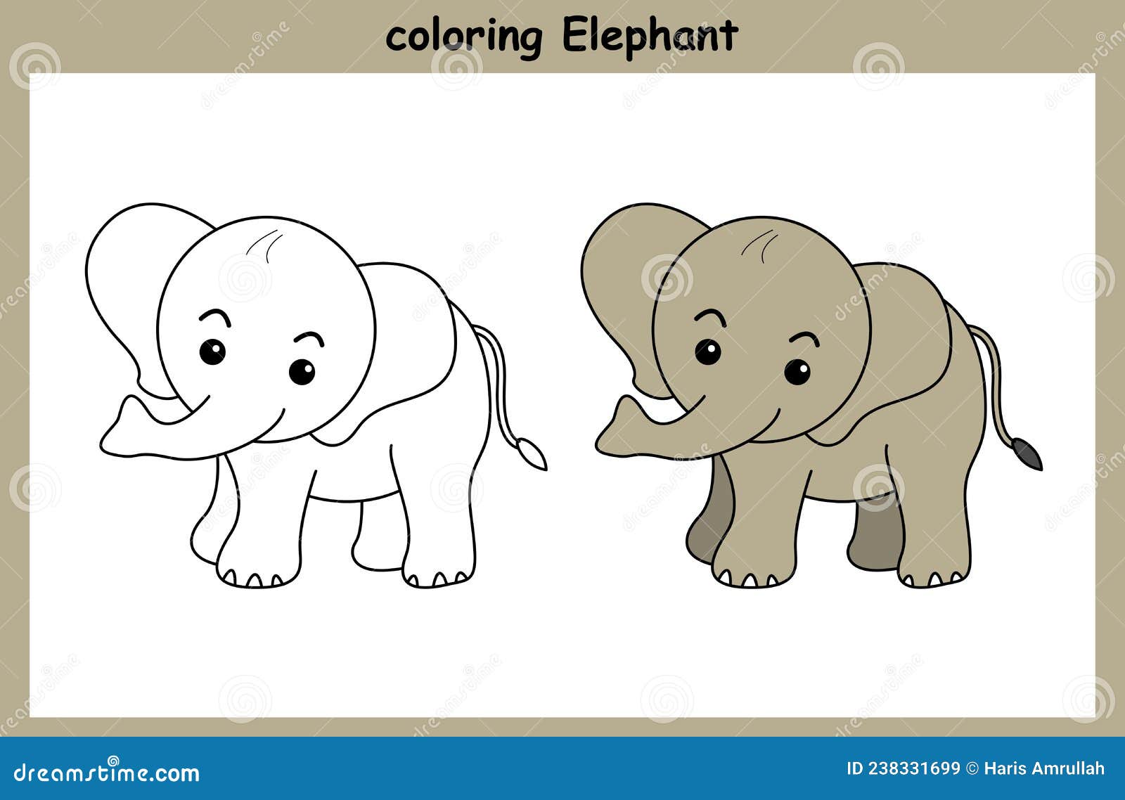 Children Trace and Coloring Elephant Stock Vector - Illustration of ...
