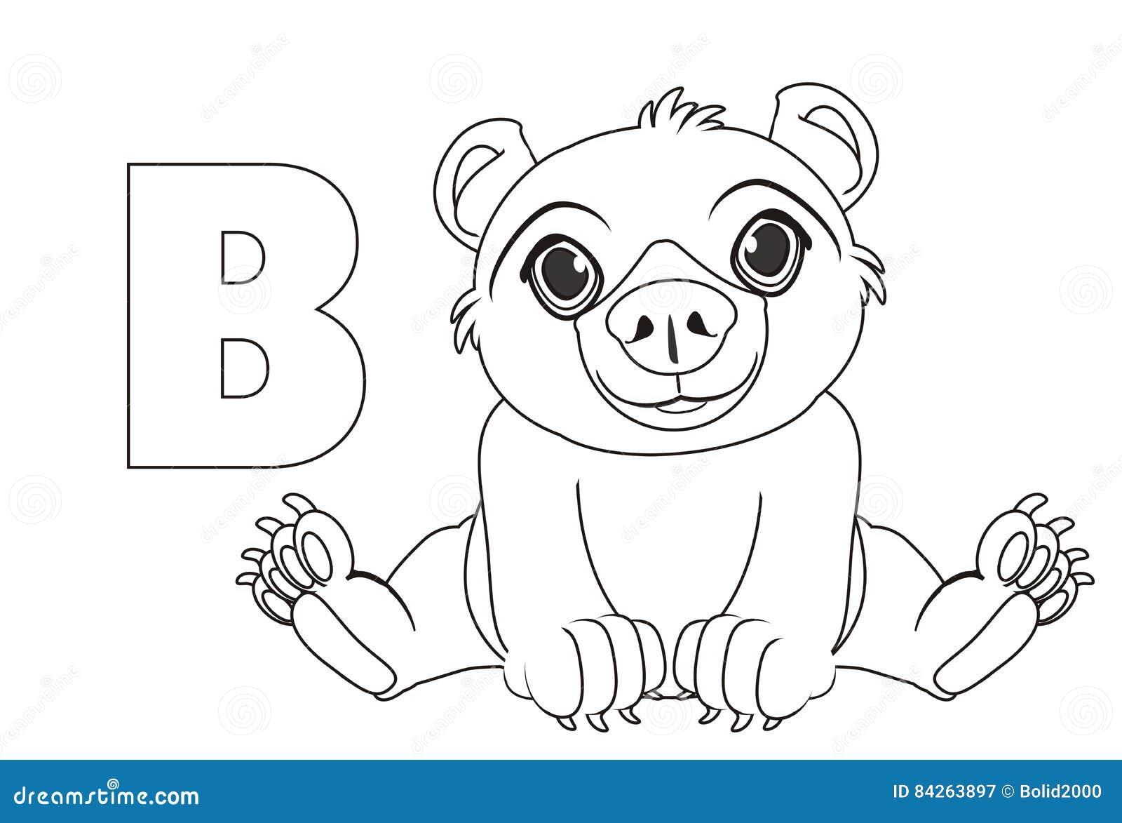 Coloring bear with sign B stock illustration. Illustration of toed ...