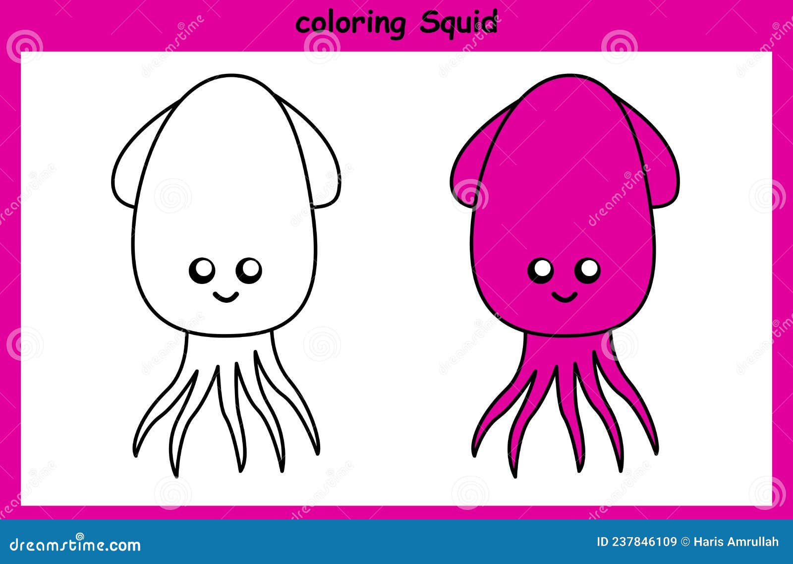 Children Trace and Coloring Squid Stock Vector - Illustration of ...
