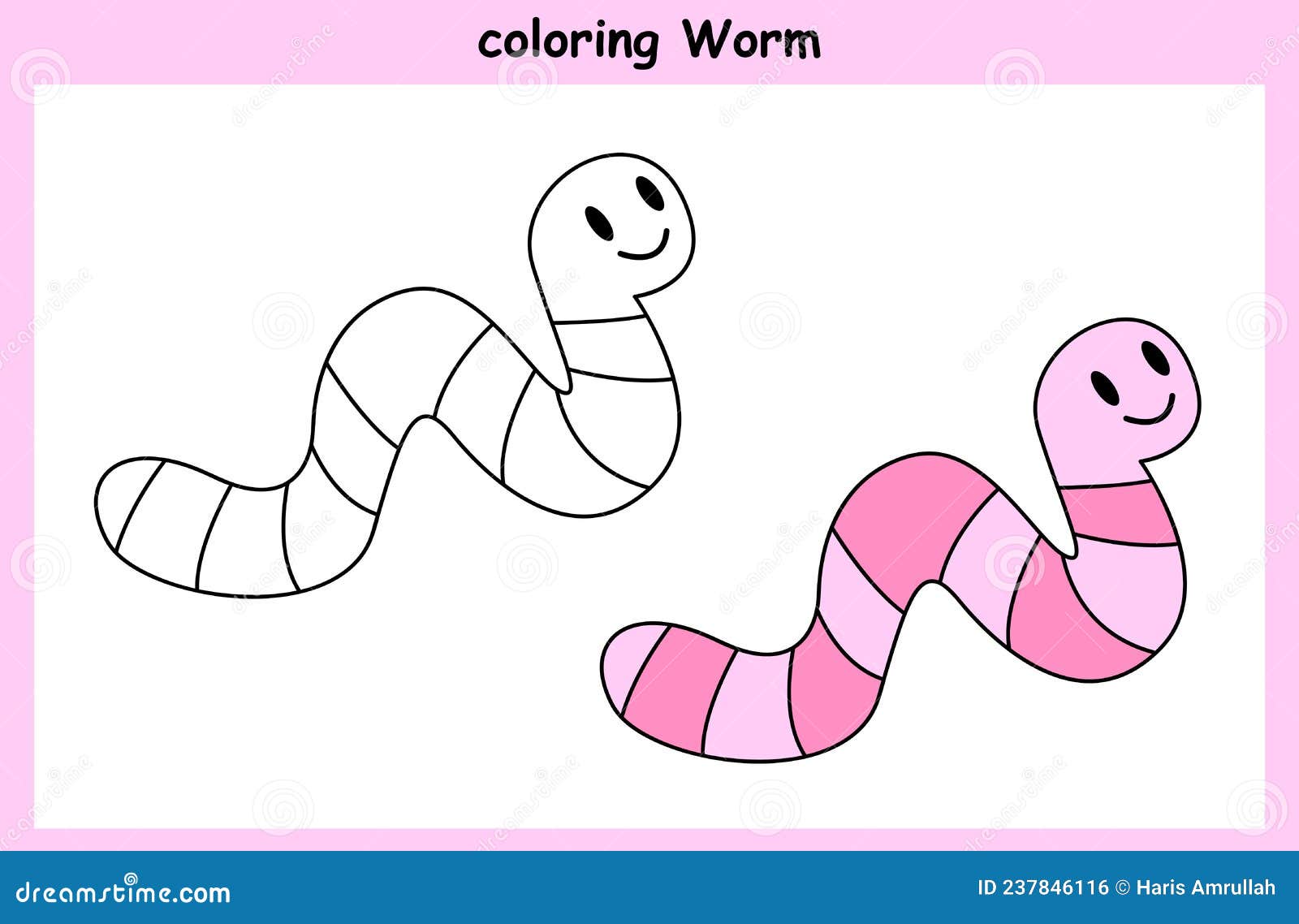 Children Trace and Coloring Worm Stock Vector - Illustration of lesson ...