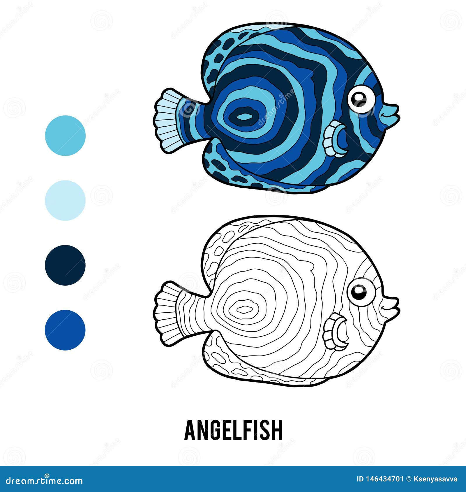 Coloring book, Angelfish stock vector. Illustration of imperator ...