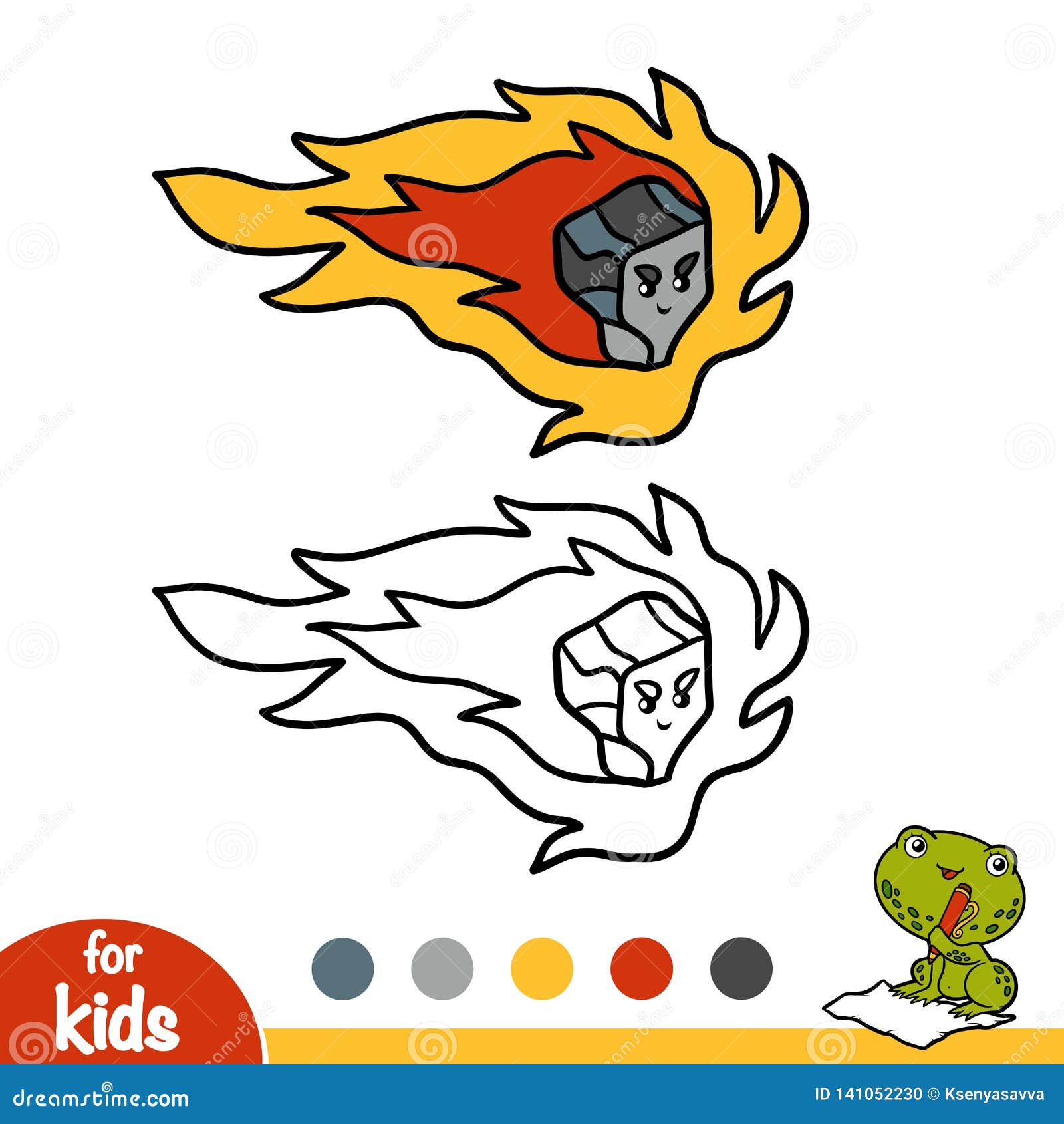 Coloring Book, Asteroid with a Cute Face Stock Vector - Illustration of ...