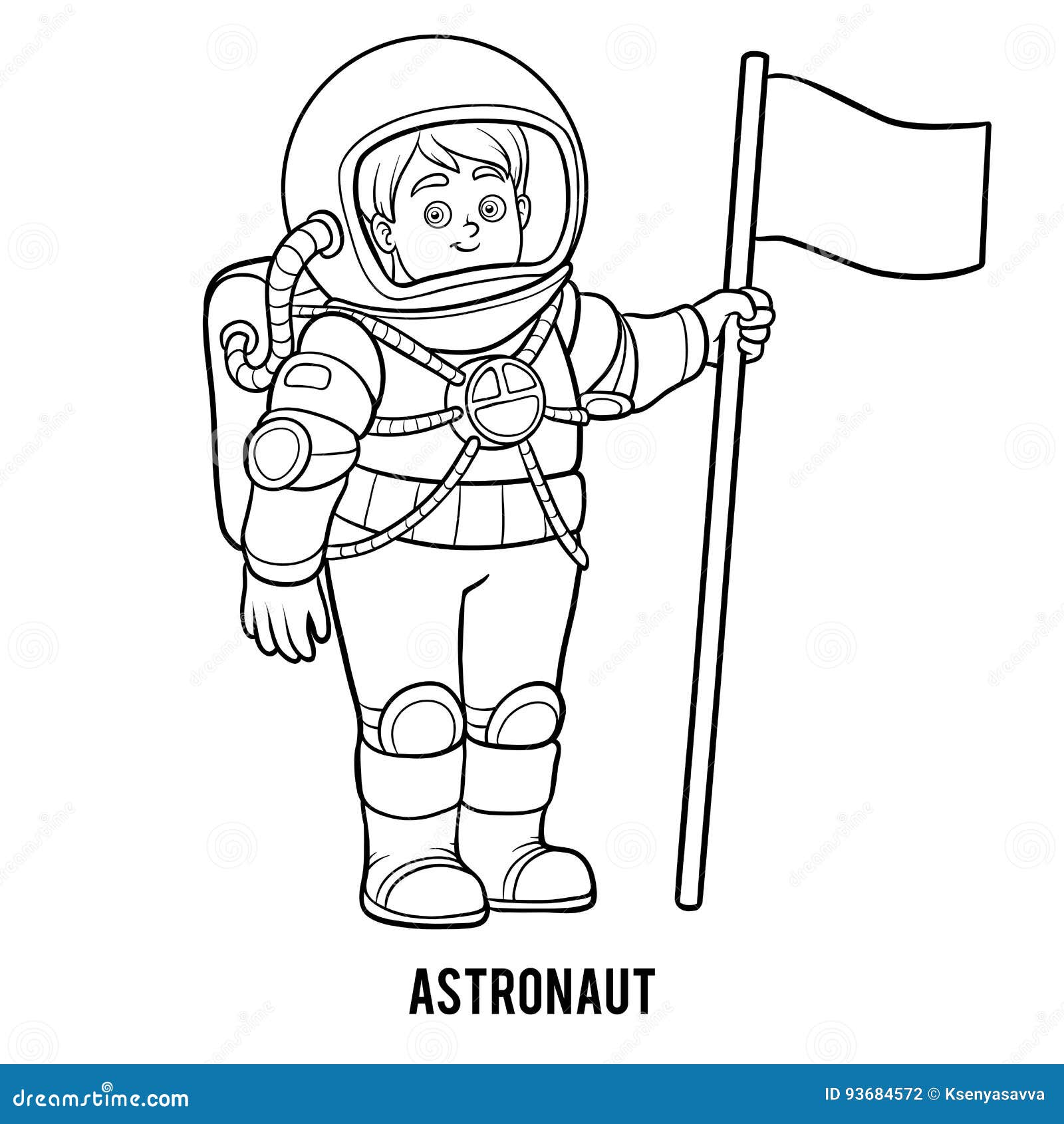 Coloring book, Astronaut stock vector. Illustration of astronomy - 93684572