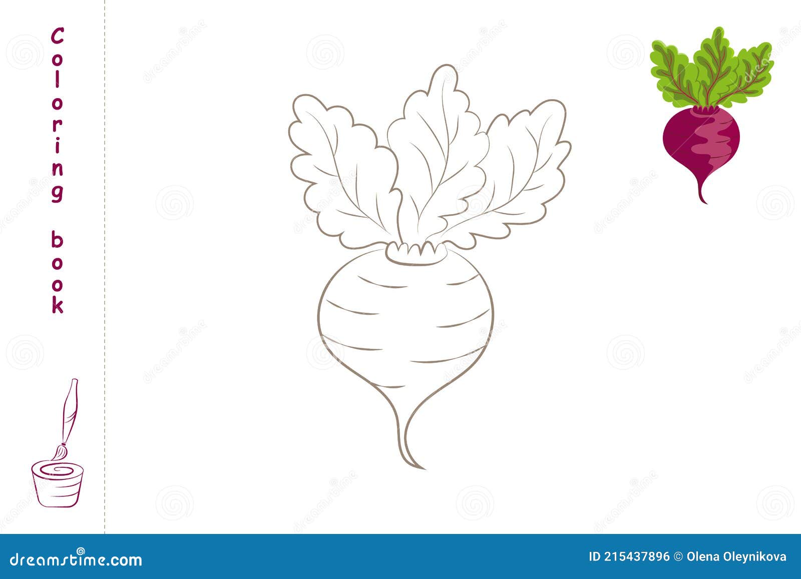 Coloring Book Beet With Example Vector Illustration | CartoonDealer.com ...