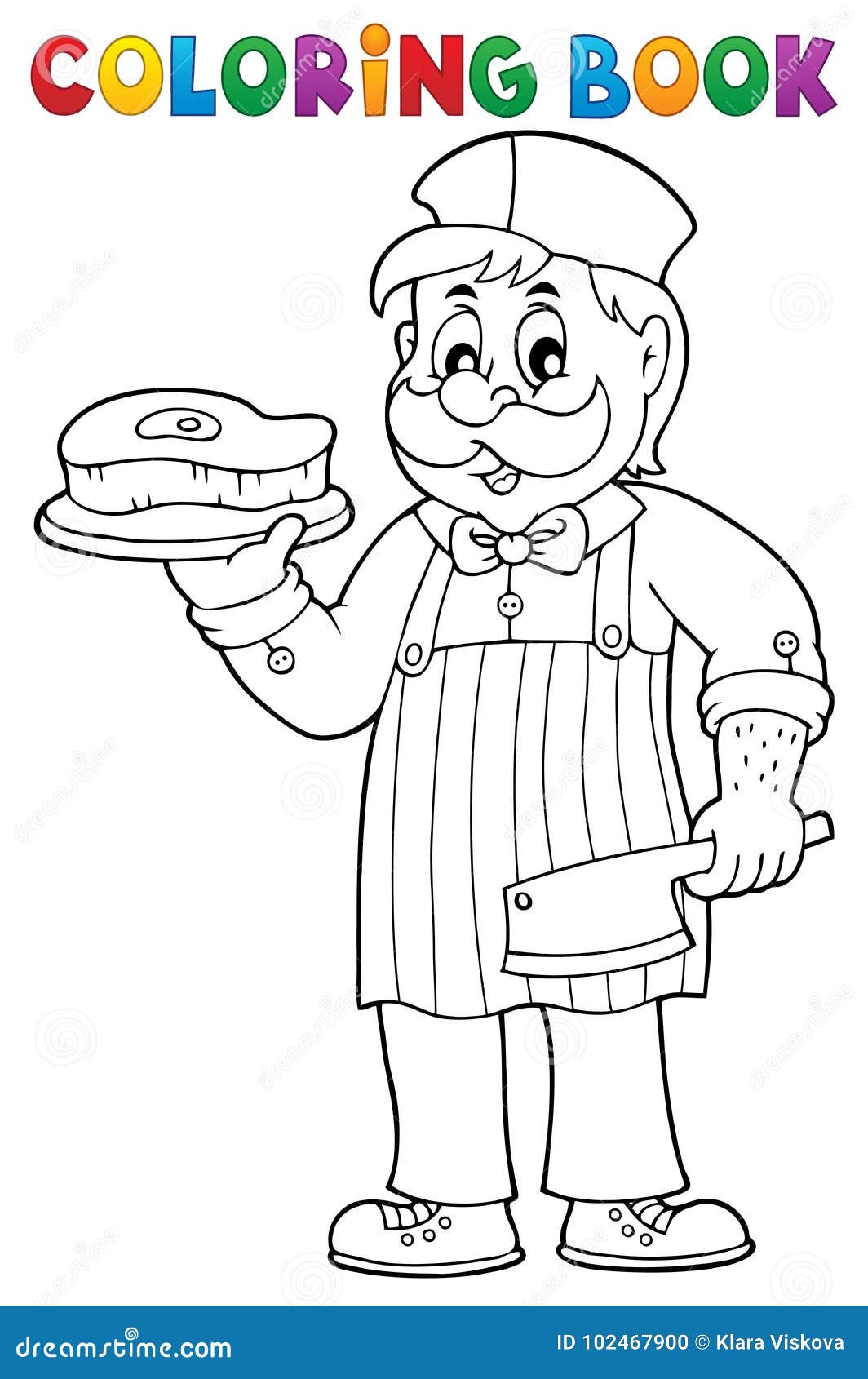 Coloring Book Butcher Theme 1 Stock Vector - Illustration of profession ...