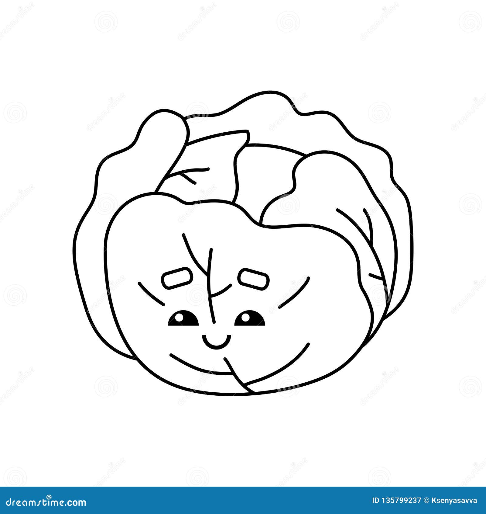 Cabbage Cute Anime Humanized Smiling Cartoon Vegetable Food Character ...