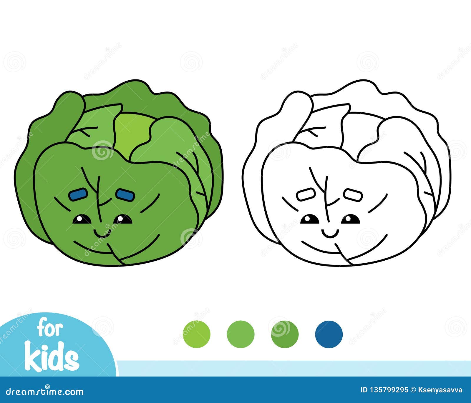 Cabbage Cute Anime Humanized Smiling Cartoon Vegetable Food Character ...