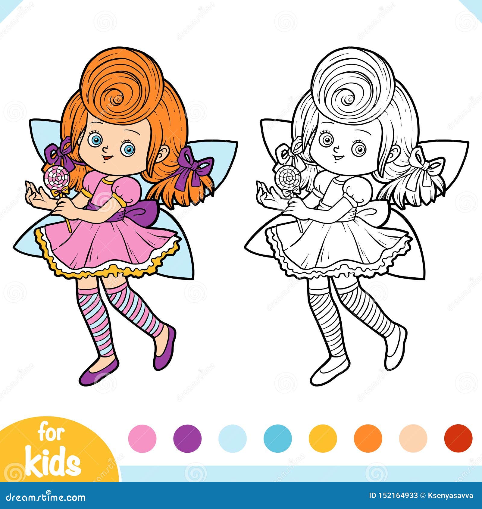 Coloring book, Candy Fairy stock vector. Illustration of food - 152164933