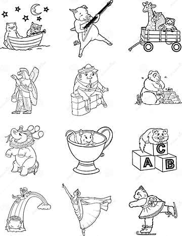 Coloring Book Characters 1 stock vector. Illustration of characters ...