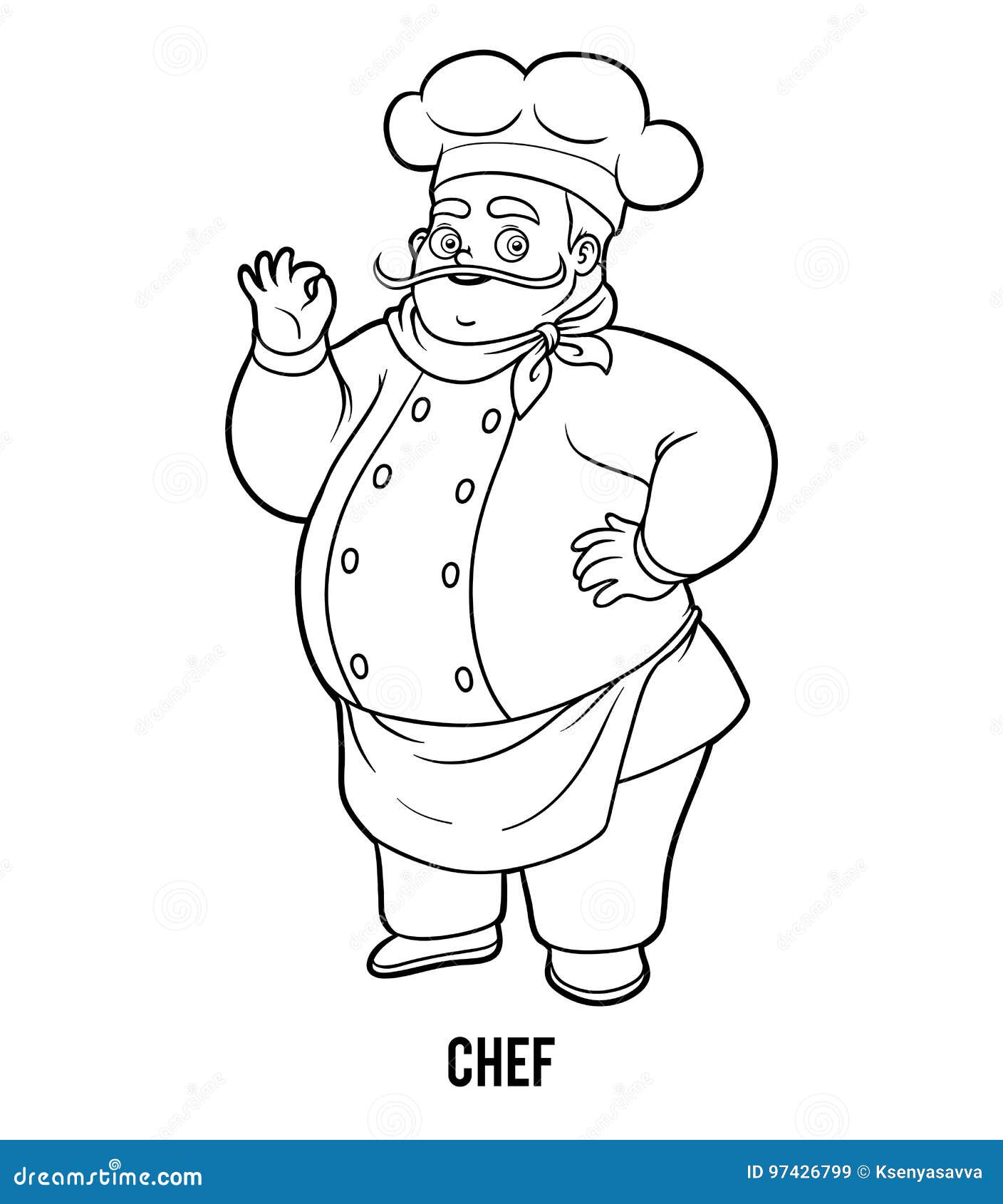 Coloring book, Chef stock vector. Illustration of culinary - 97426799