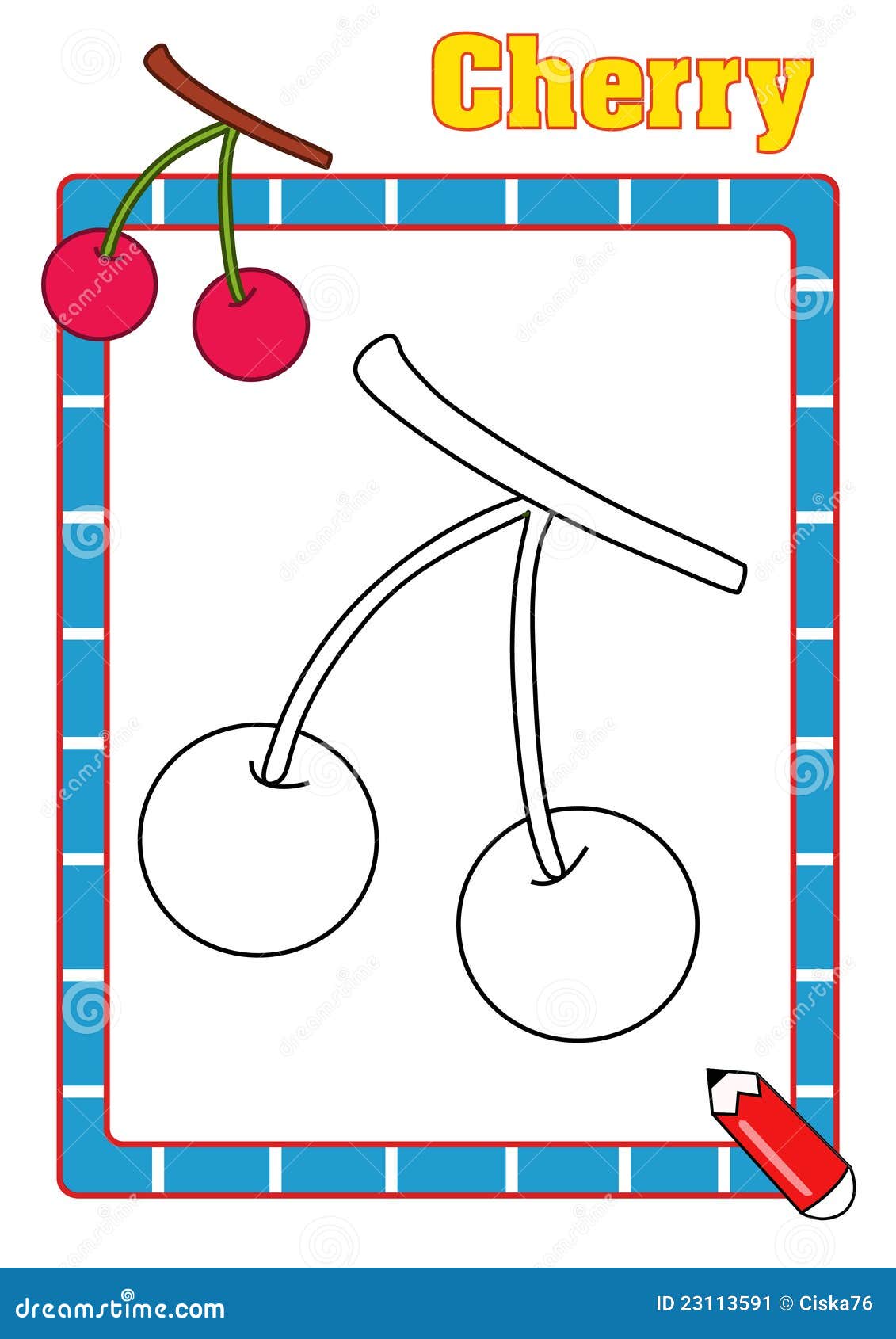 Coloring book, cherry stock illustration. Illustration of children ...