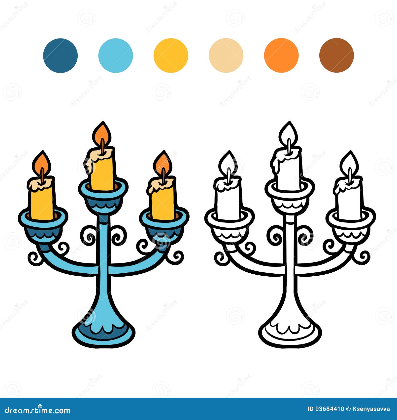 Coloring Book for Children, Candlestick Stock Vector - Illustration of ...