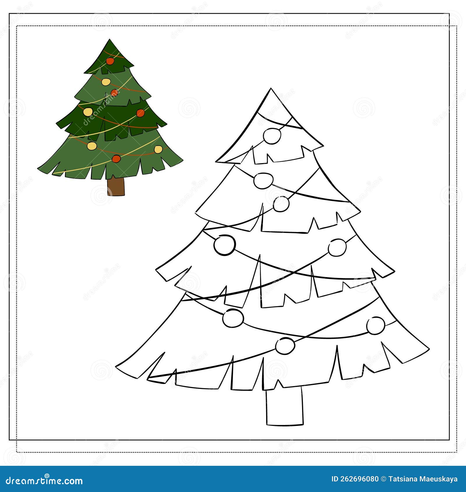 Coloring Book for Children. Cartoon Christmas Tree Stock Vector ...