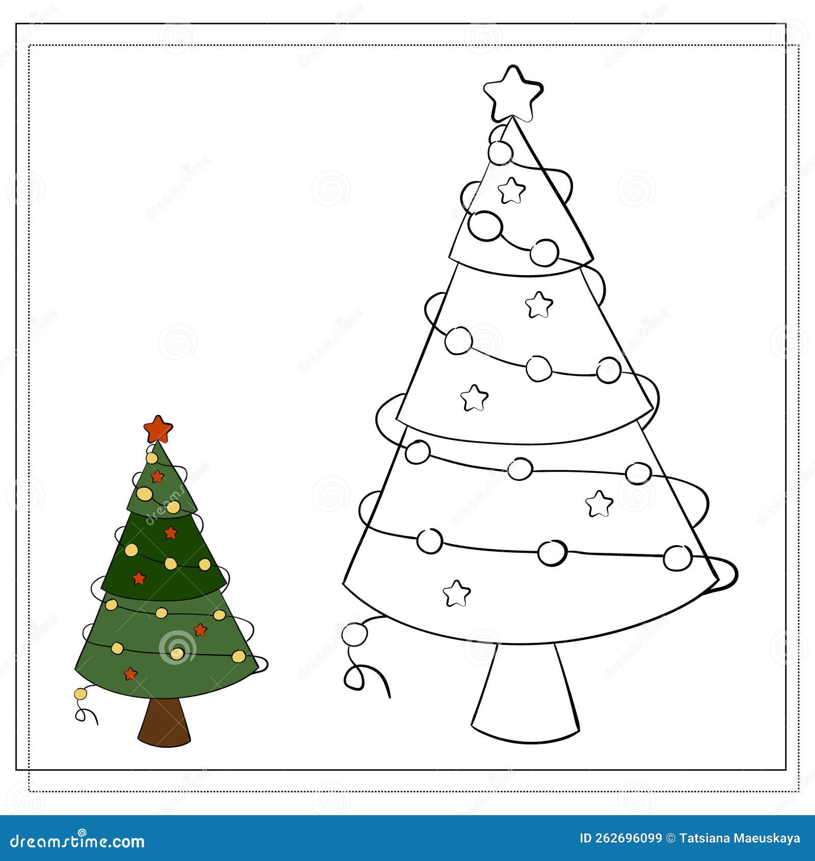 Coloring Book for Children. Cartoon Christmas Tree Stock Vector ...