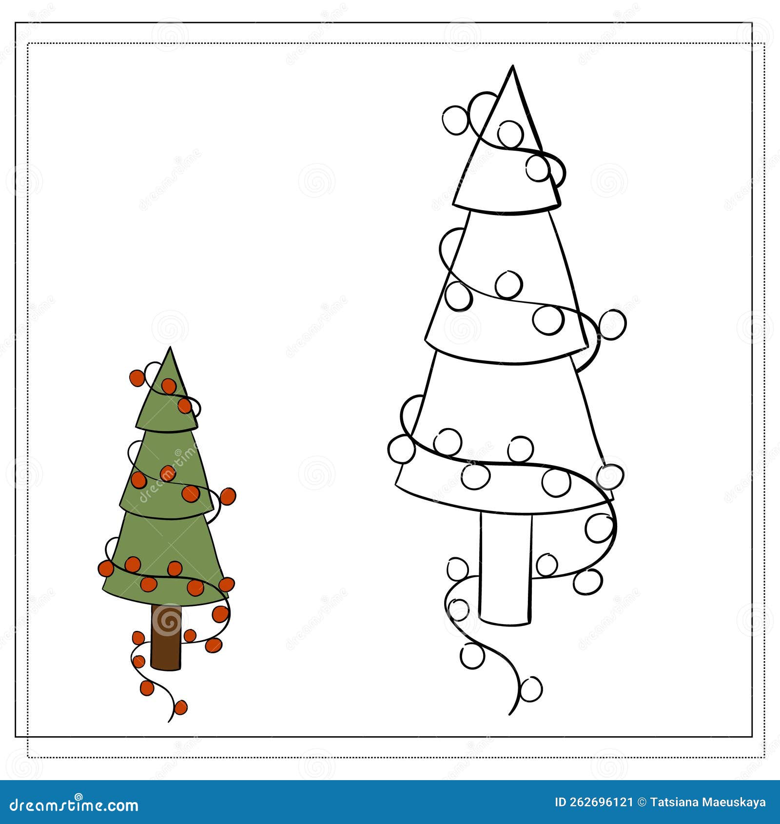 Coloring Book for Children. Cartoon Christmas Tree Stock Vector ...
