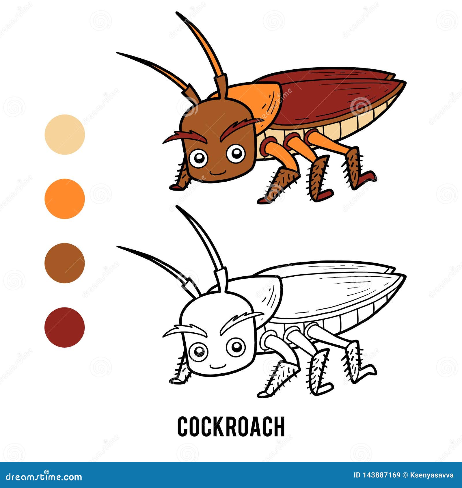 Coloring book, Cockroach stock vector. Illustration of education ...