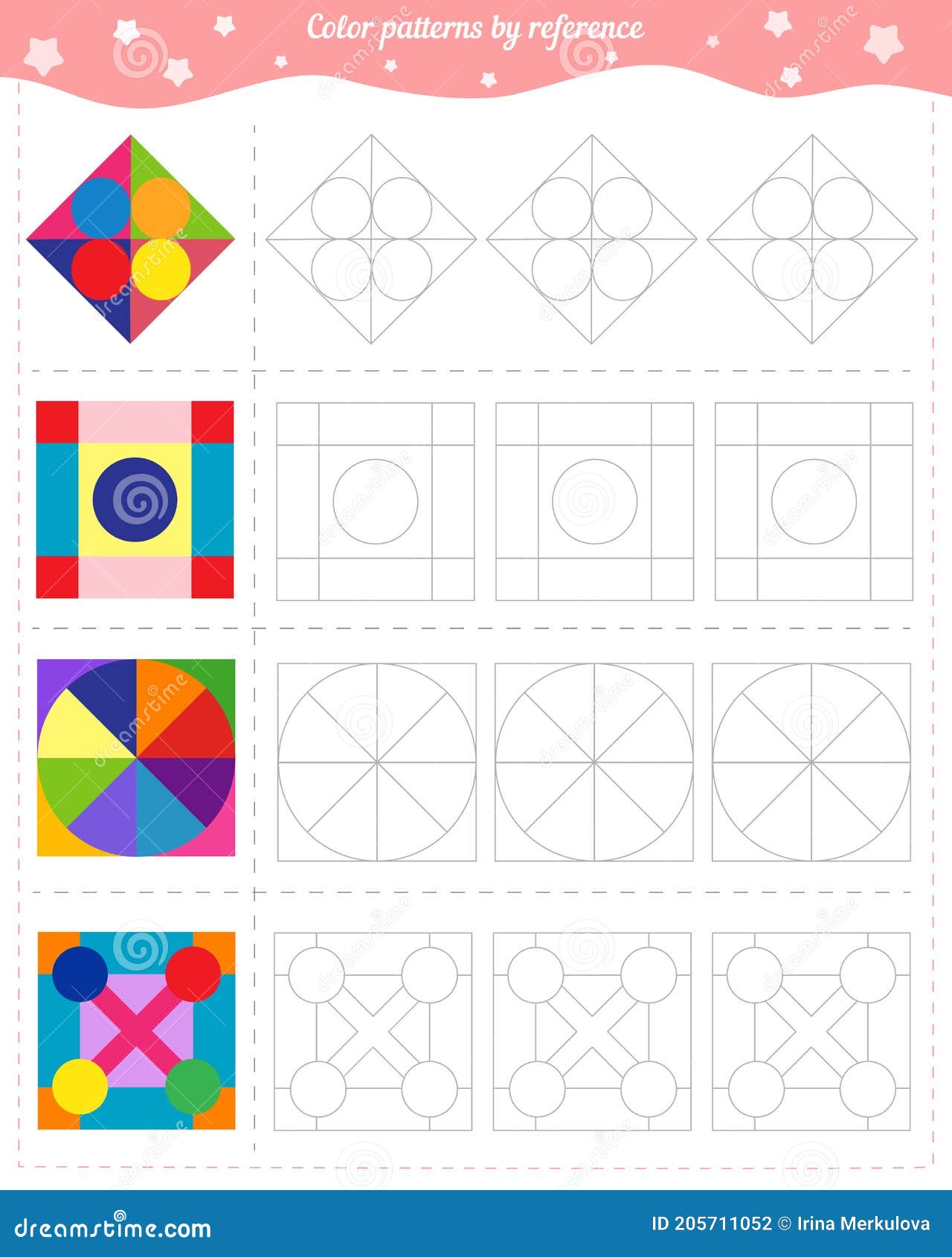 Coloring Book for Children. Color Patterns by Sample Stock Illustration ...