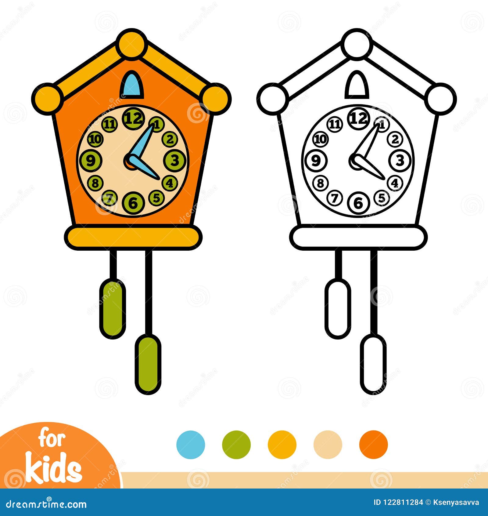 Coloring Book, Cuckoo-clock Stock Vector - Illustration of isolated ...