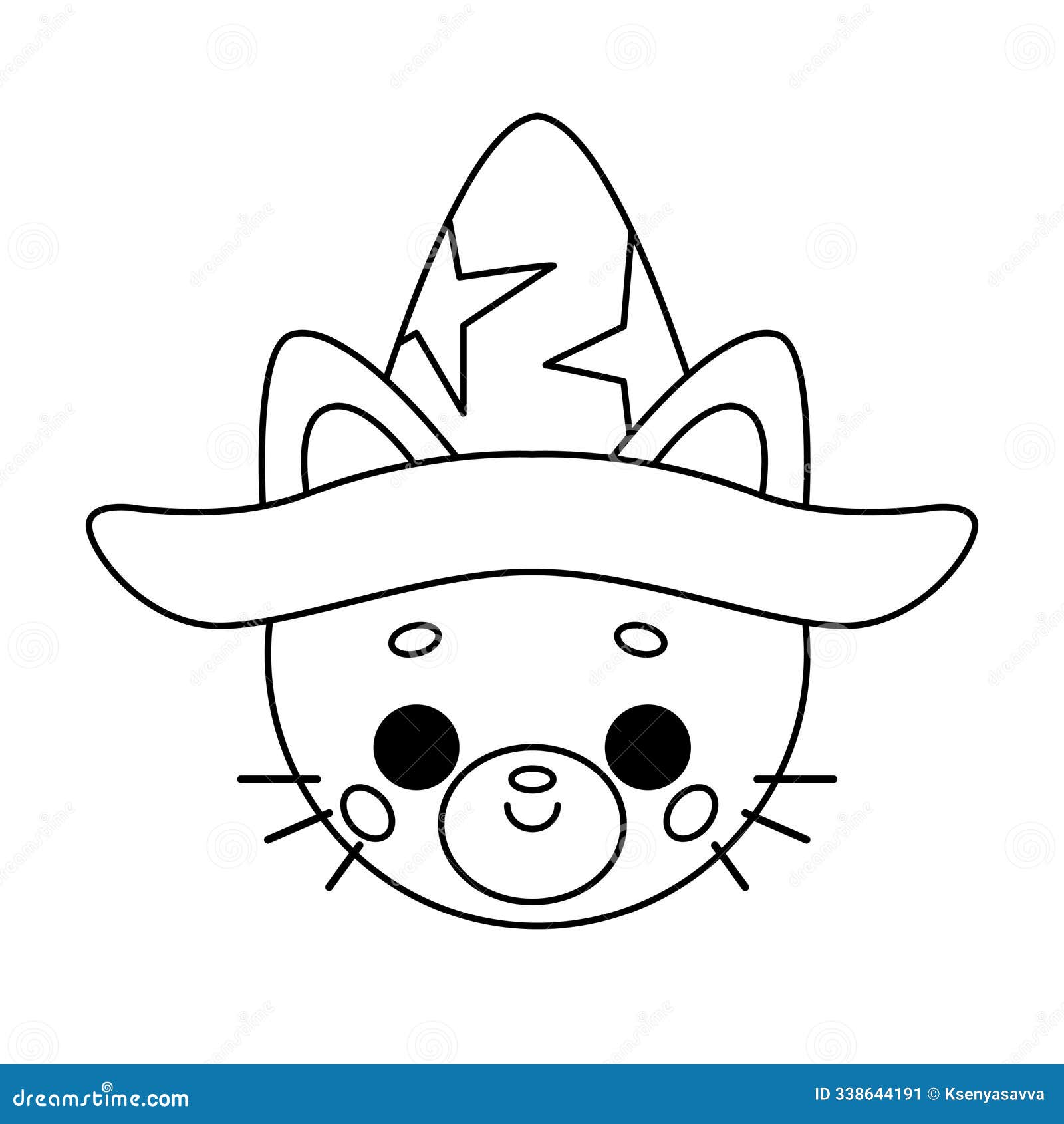 Coloring Book for Kids, Cute Cat with Wizard Hat Stock Vector ...