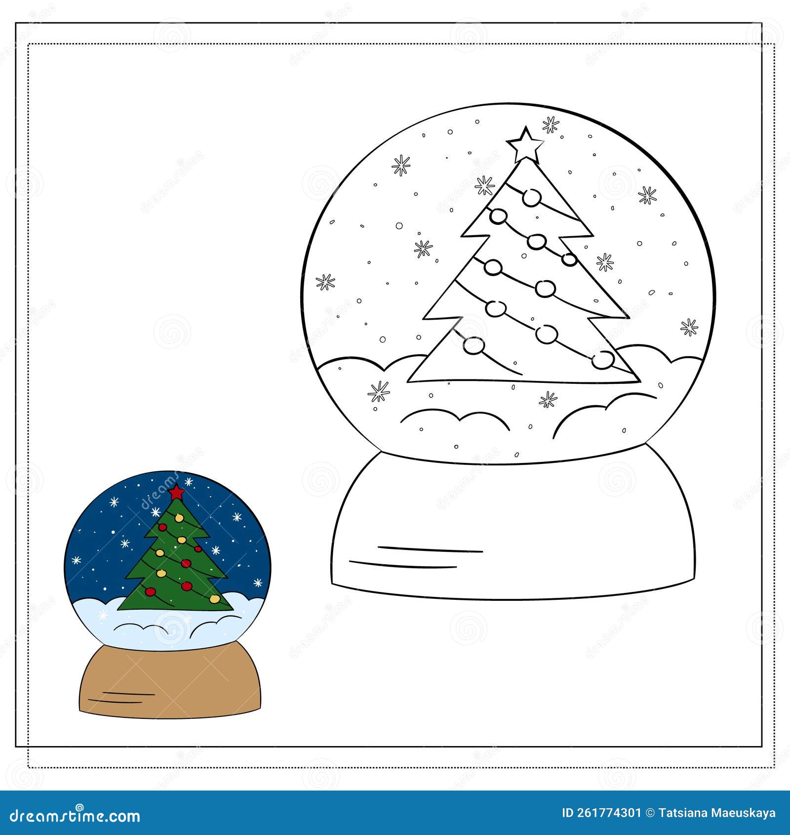 Coloring Book for Children. Draw a Snow Globe Based on the Drawing ...