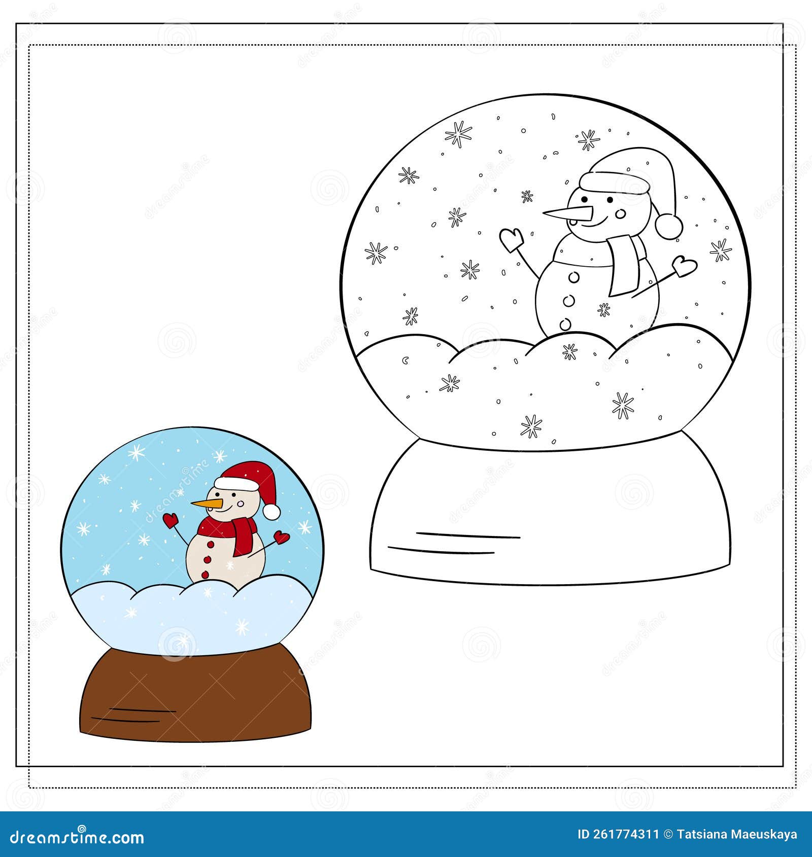 Coloring Book for Children. Draw a Snow Globe Based on the Drawing ...