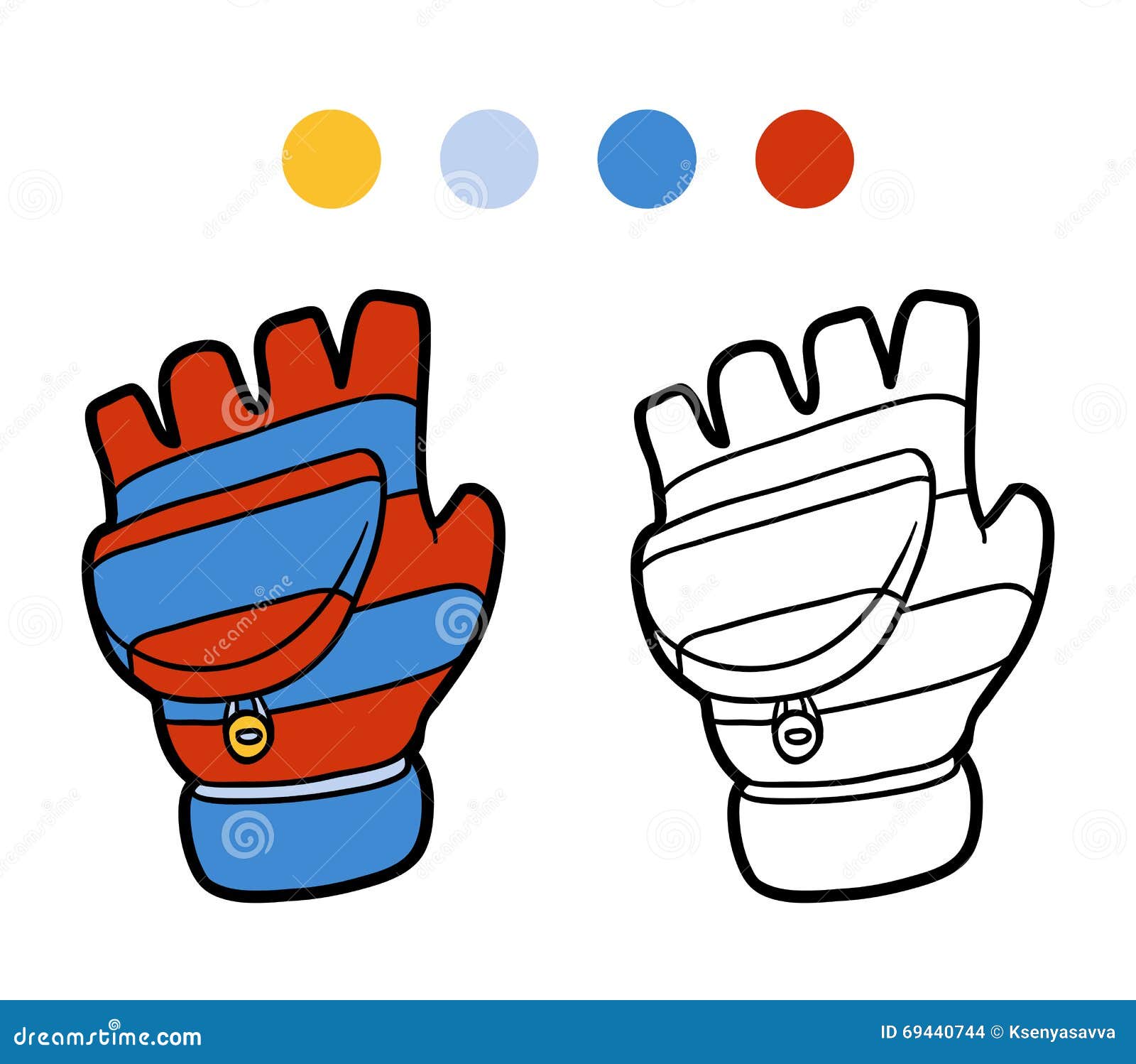 Coloring Book for Children, Knitted Mitten with Stripes Stock Vector ...