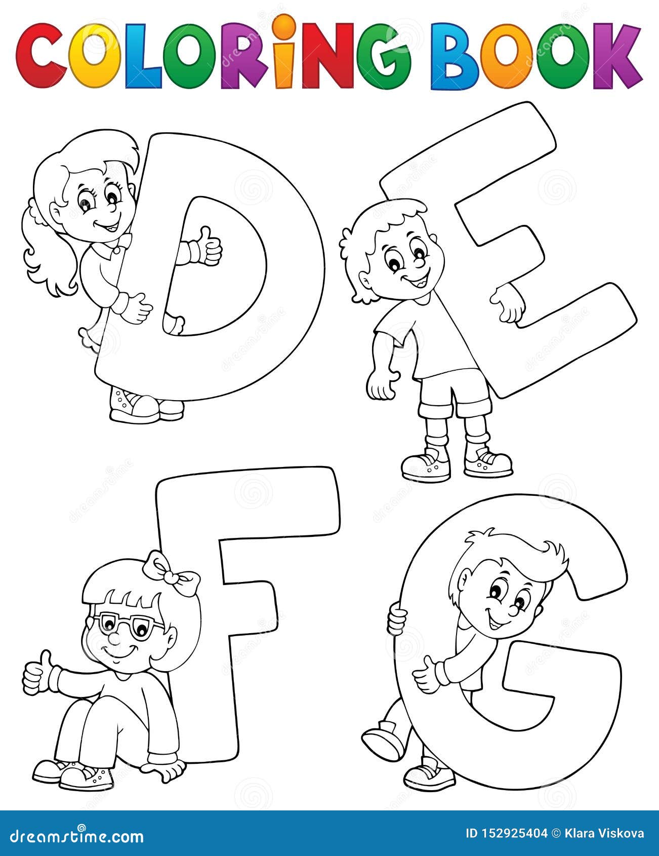 Coloring Book Children with Letters DEFG Stock Vector - Illustration of ...