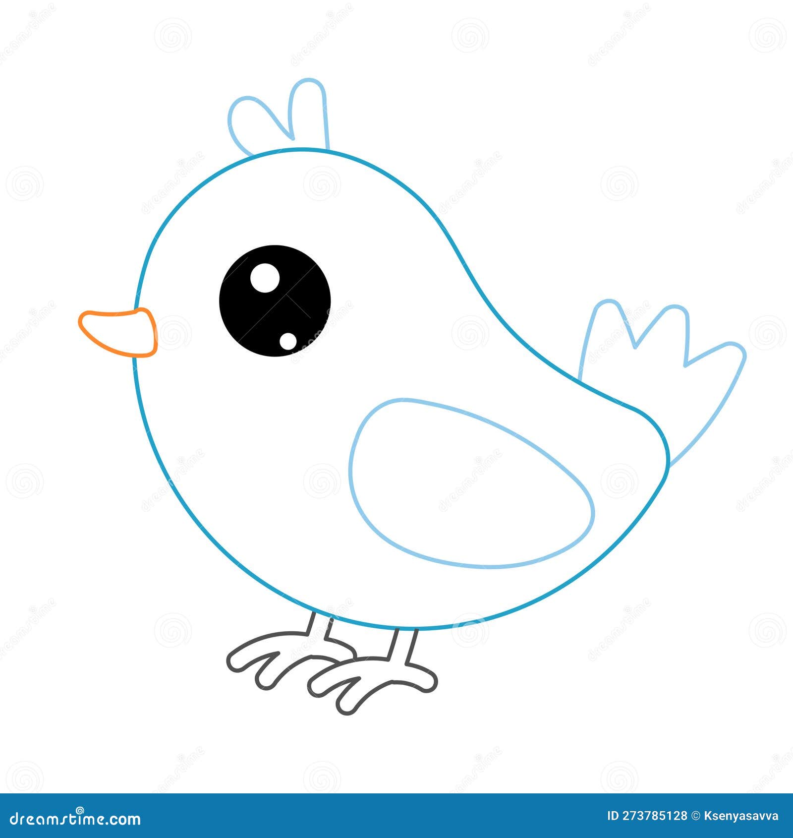 Coloring Book for Children, Little Cartoon Bird Stock Vector ...