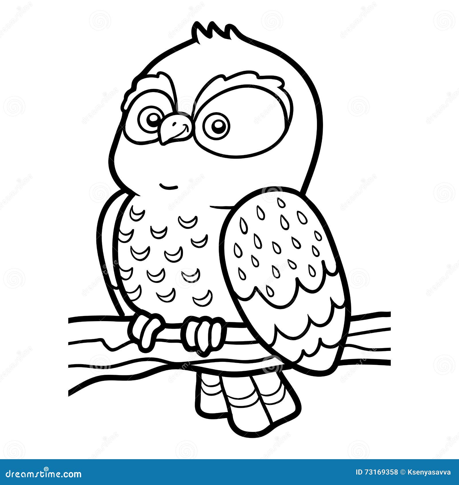 Coloring Book for Children, Little Owl Stock Vector - Illustration of ...